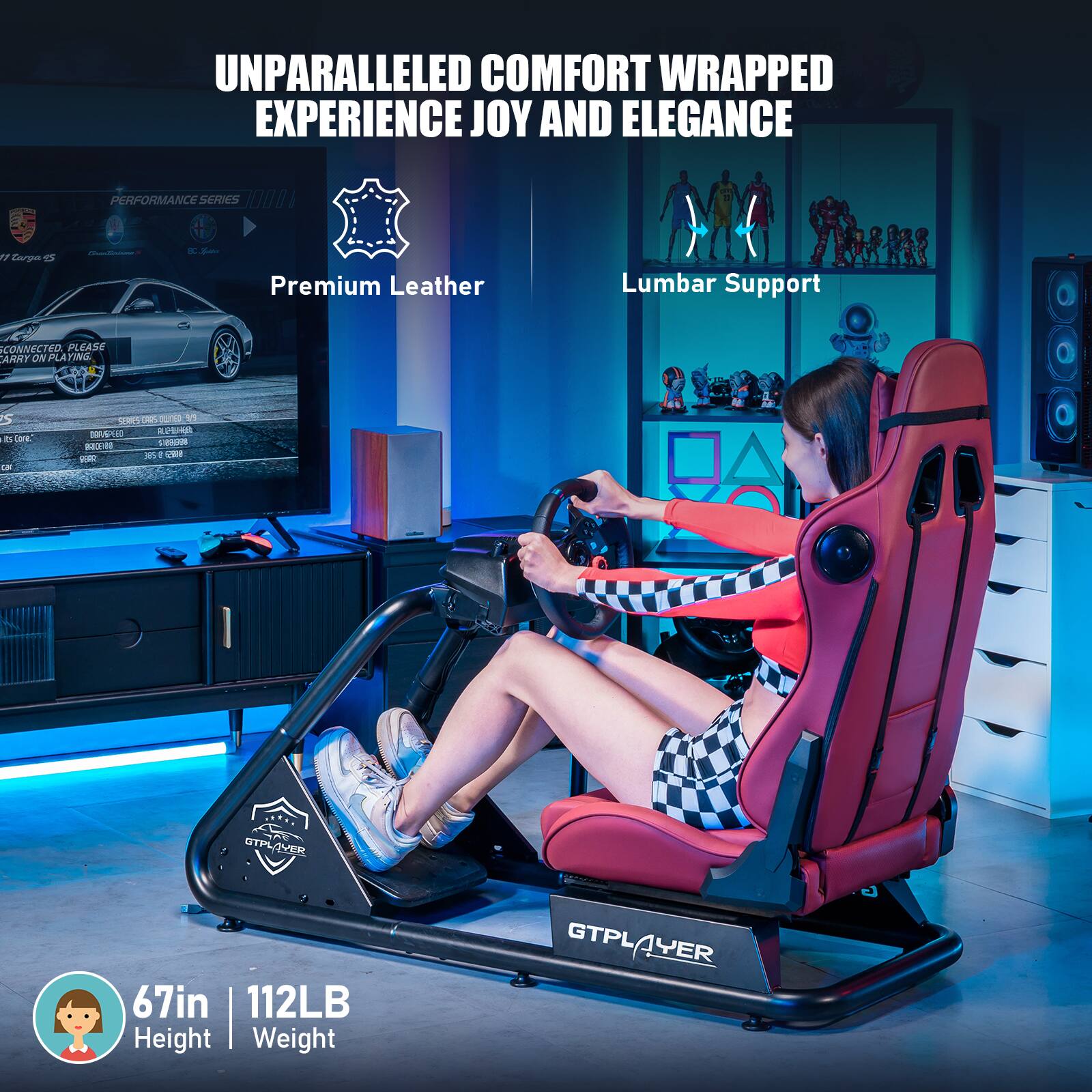 GTPlayer Racing Simulator Cockpit with Seat and Bluetooth Speakers Sim ...