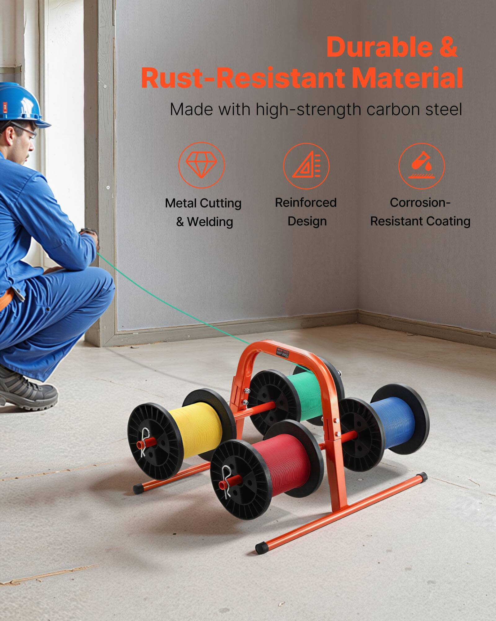 VEVOR Wire Spool Rack, 100 lbs Capacity, Smart Hand Caddy, Heavy Duty ...