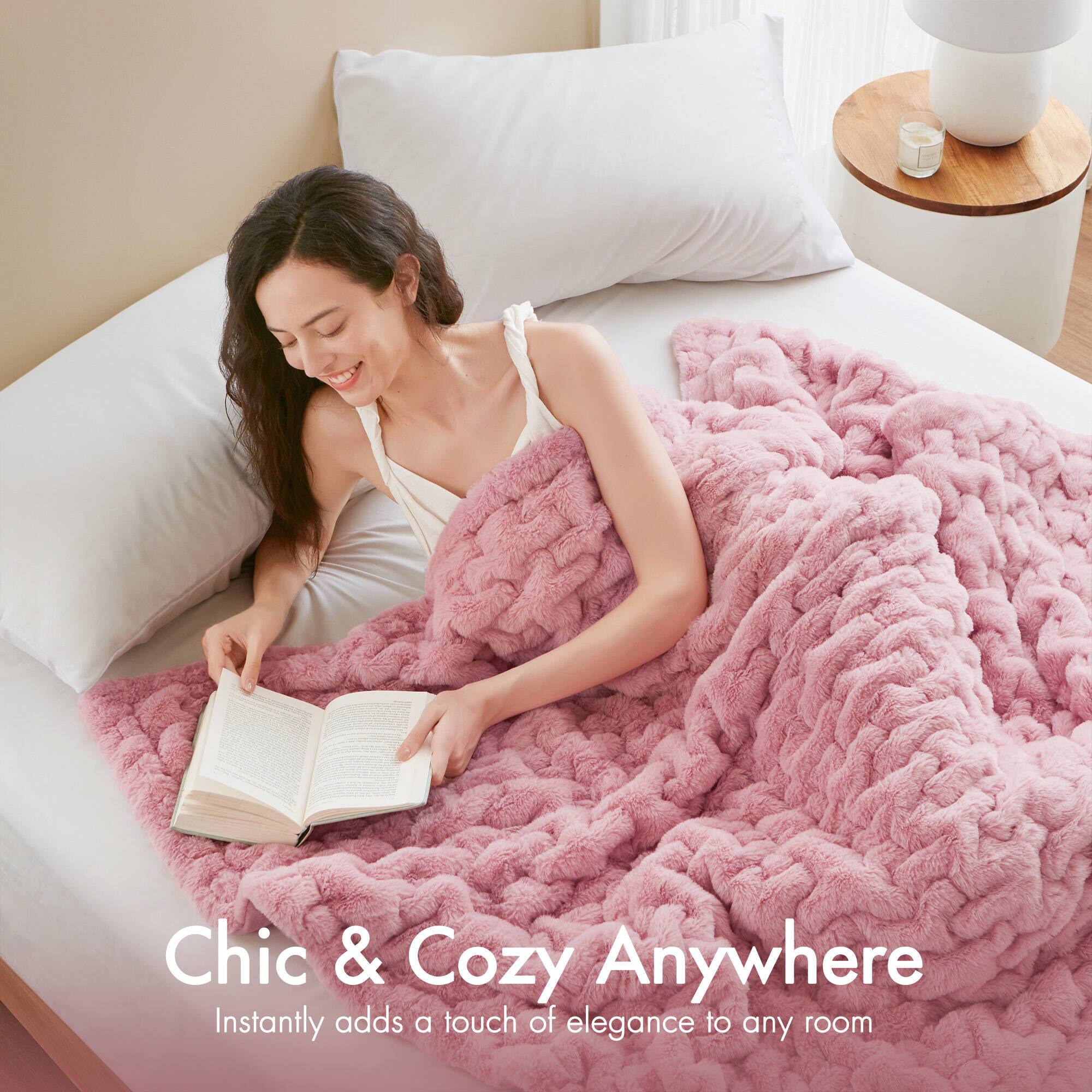 Glintex 1 PC 50x60" Ruched Fur Throw Pink GTEX943055 - Best Buy