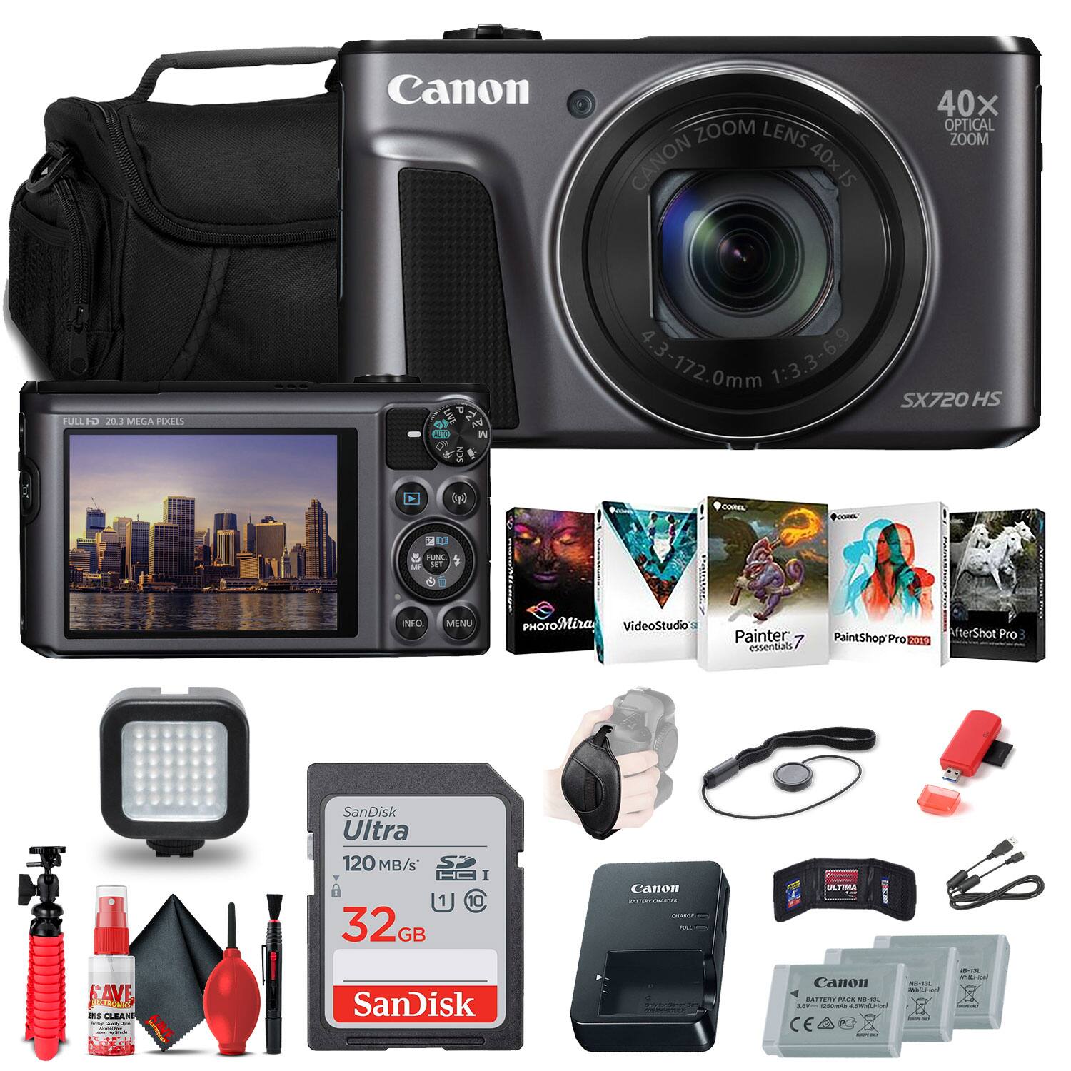 Canon PowerShot SX720 HS Camera + 32GB Card + 2 x NB13L Batteries ...