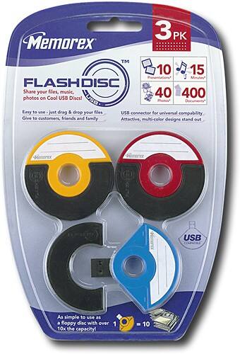 Best Buy: Memorex FlashDisc 16MB USB 2.0 Flash Drive (3-Pack) Red/Blue ...