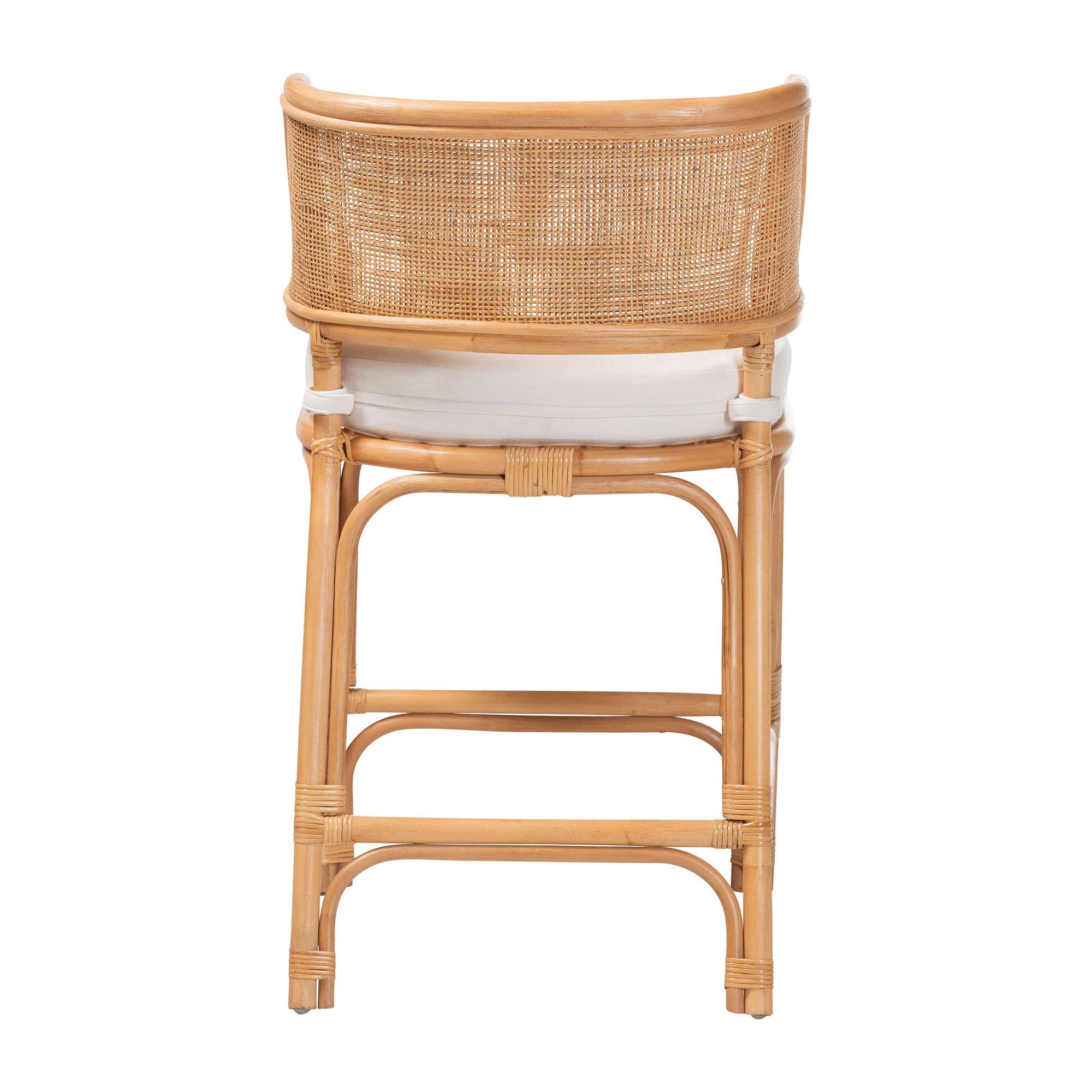 bali & pari Ottis Rattan Counter Stool with Cushion Handwoven Wicker ...