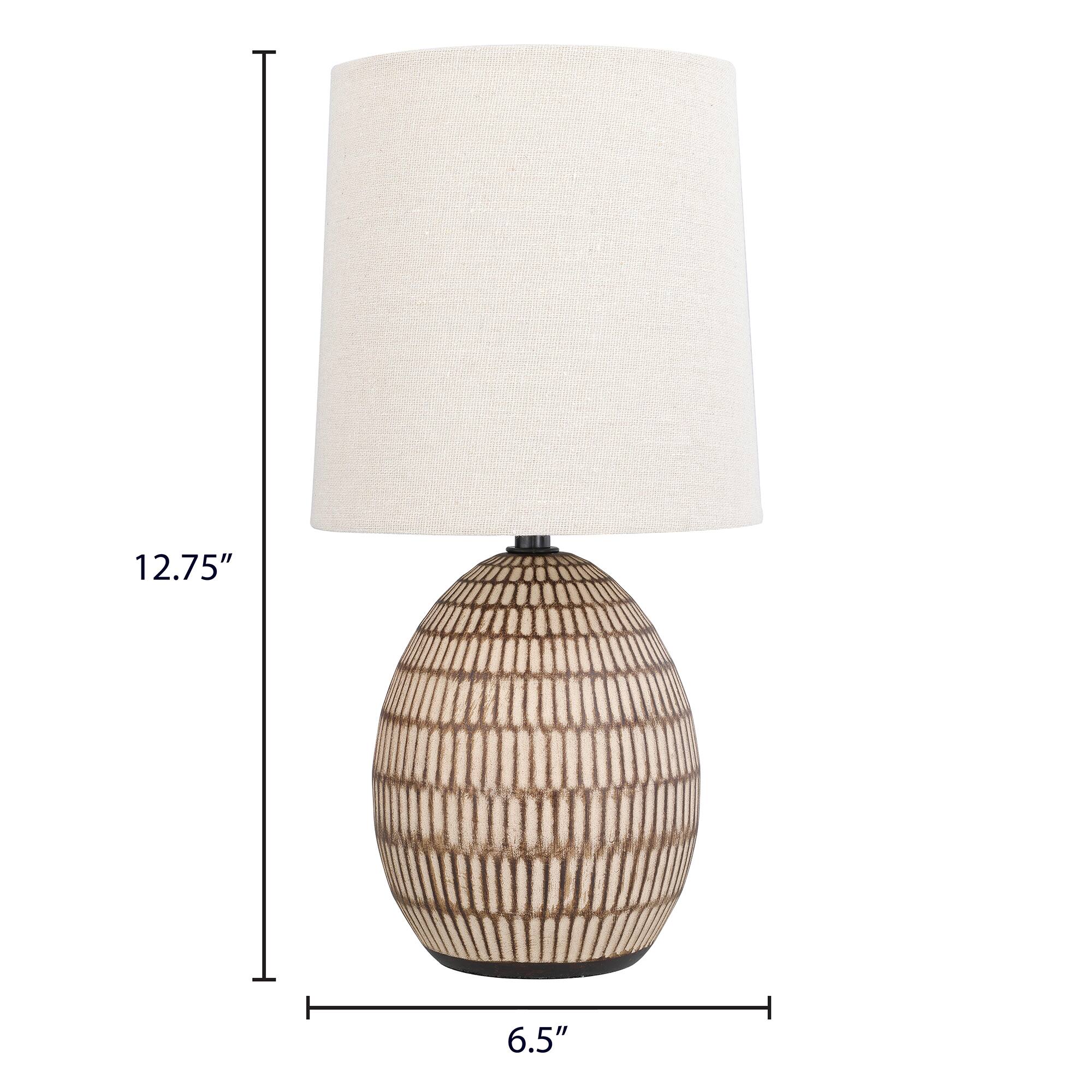 Xtreme Ceramic Table Lamp with Shade, 12.75” inch Carved Textured Table ...