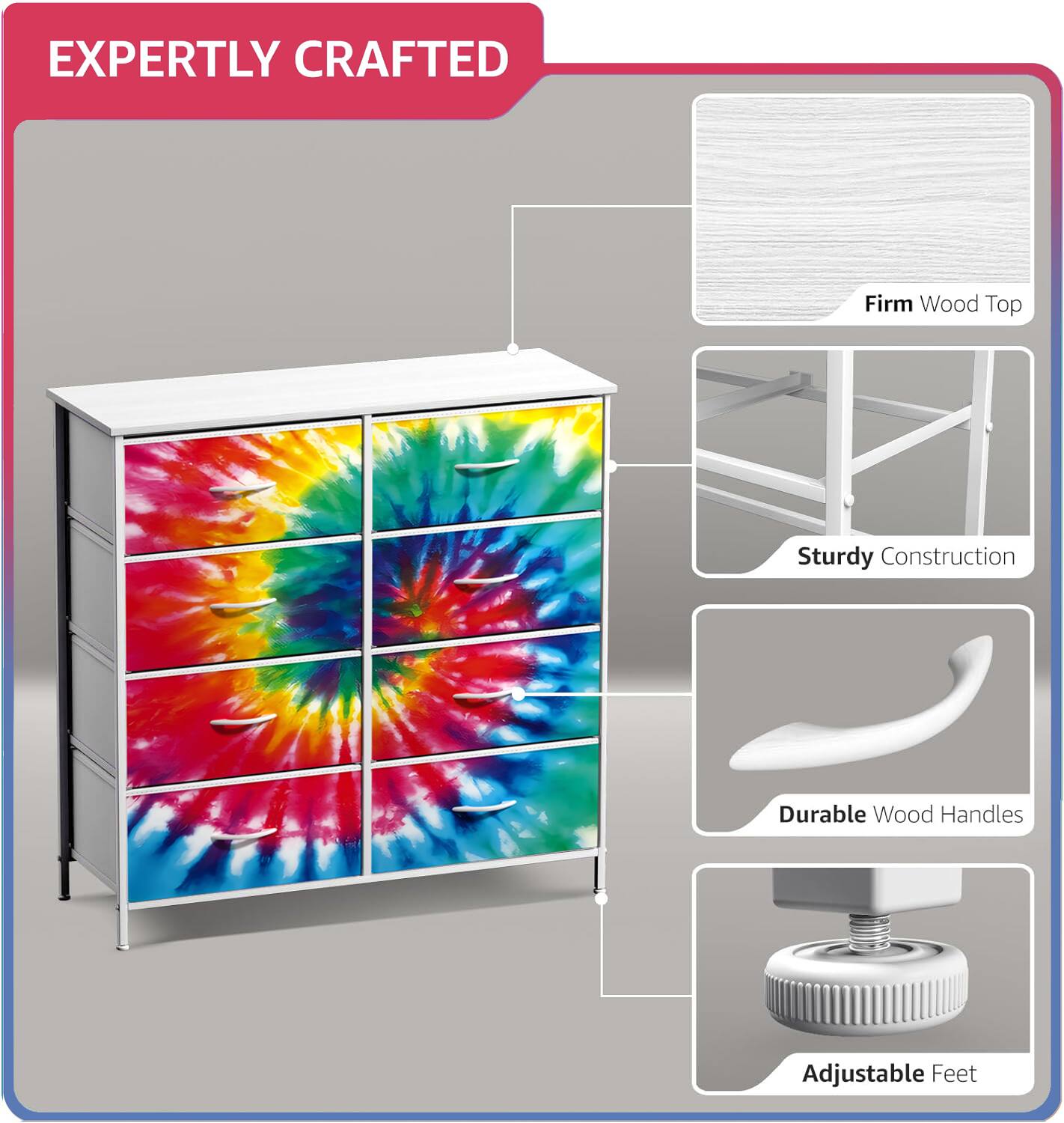 Sorbus Kids Dresser with 8 Drawers, Storage Chest Organizer Unit ...