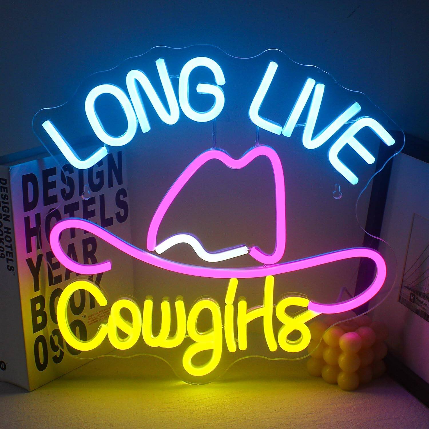Auledio - Long Live Cowgirls Neon Sign Led Colorful Cowboy Neon Lights ...