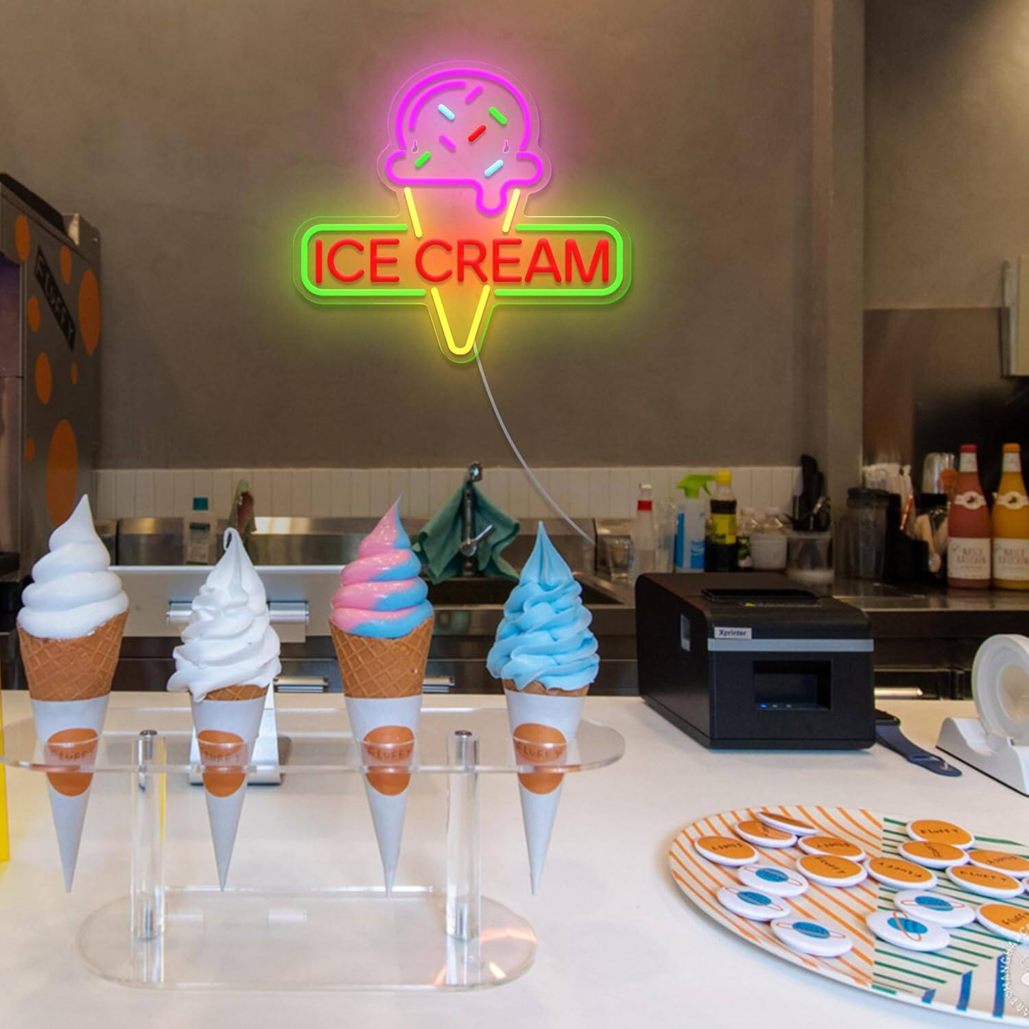Auledio Ice Cream Neon Sign Light up Acrylic LED Lamp with USB Powered ...