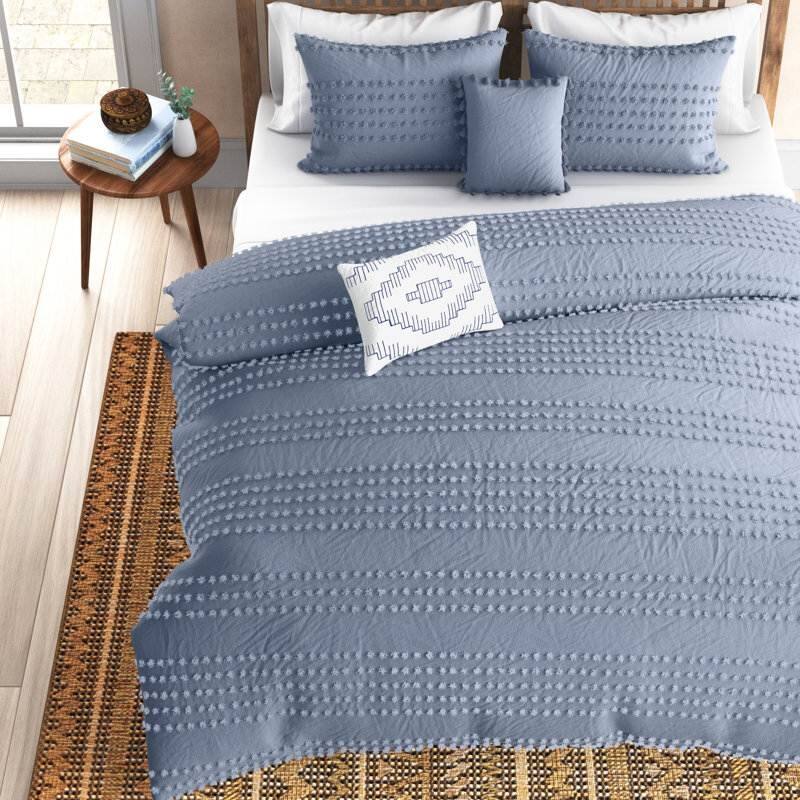 Hivvago Full/Queen size 5 Piece 100 Percent Cotton Clip Dot Comforter ...