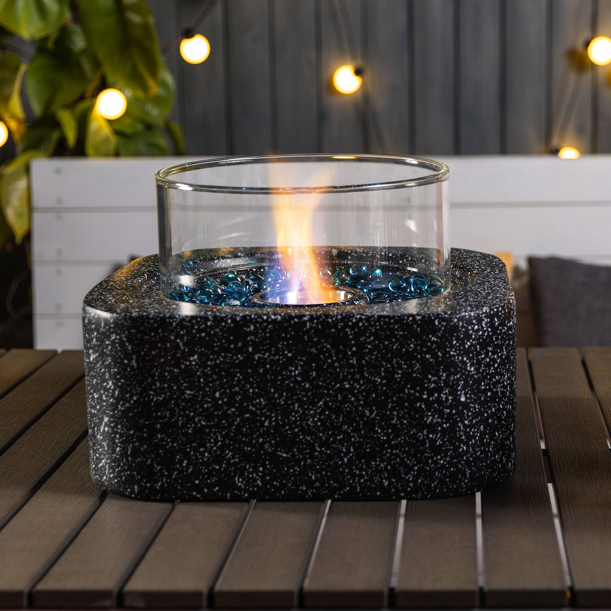 APRILSOUL Tabletop Fire Pit with Glass Wind Guard Black SF-WO ...