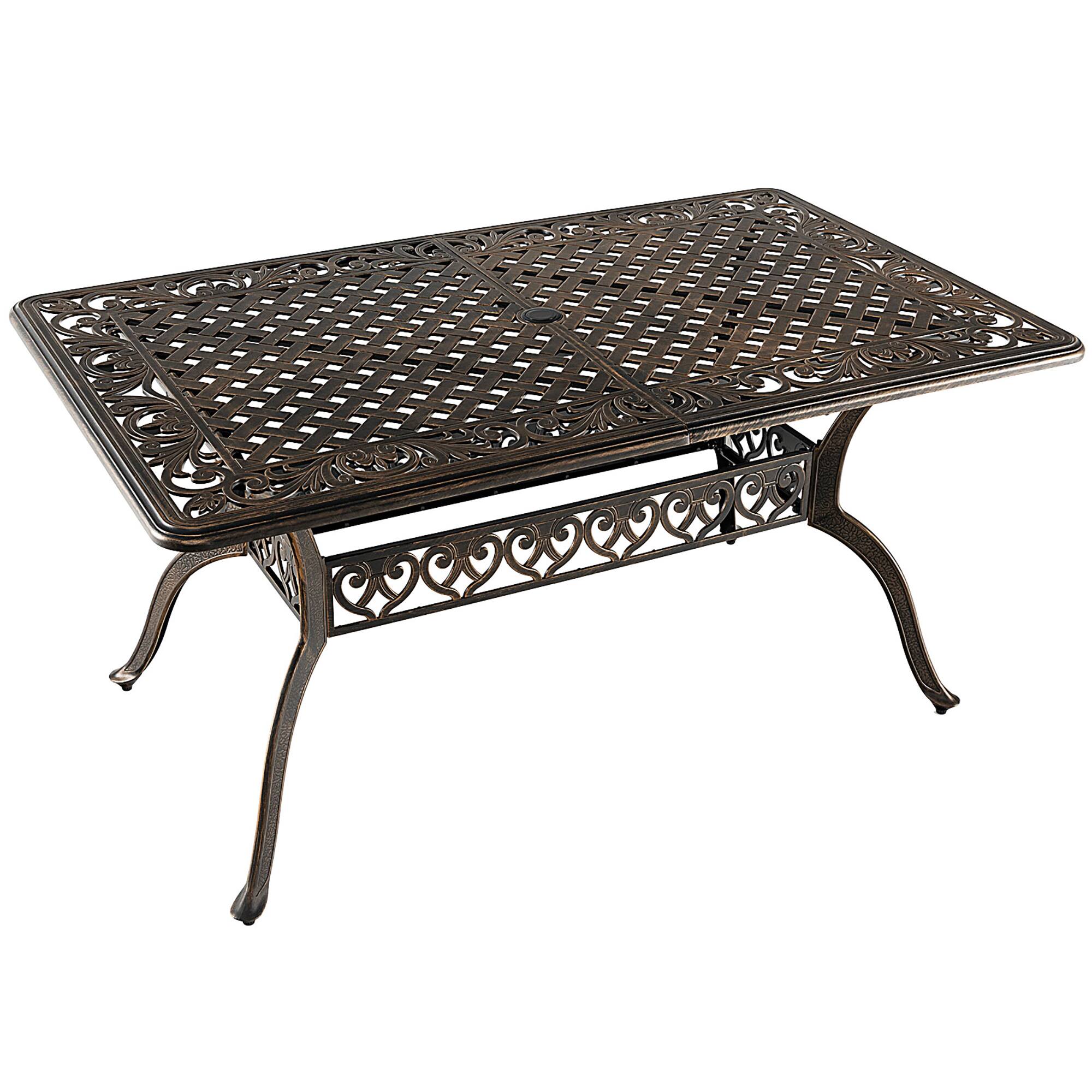 Costway 59'' Outdoor Dining Table All Weather Cast Aluminum Umbrella ...