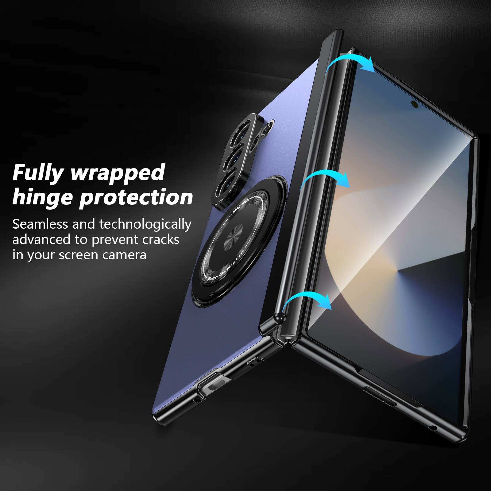 Dteck Full Hinge Phone Case for Samsung Galaxy Z Fold7 w/ Tempered ...