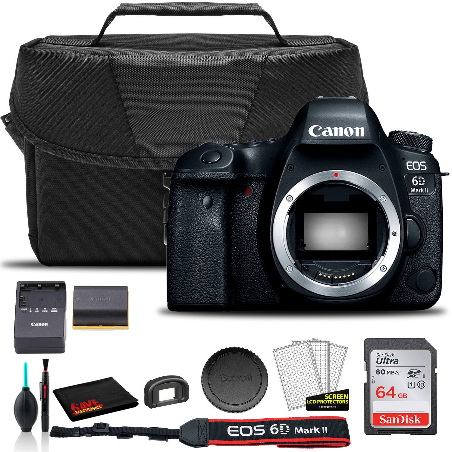 Canon EOS 6D Mark II DSLR Camera (Body Only) (1897C002) + EOS Bag ...