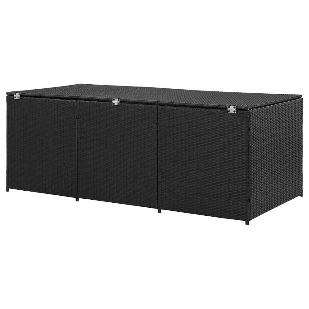 vidaXL Storage Chest Polyethylene Rattan Large Garden Storage Box Black ...
