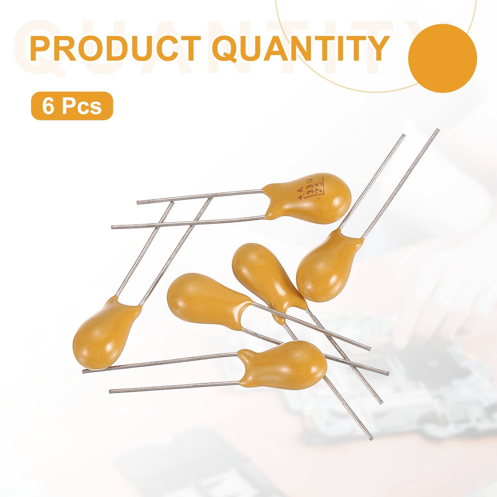 Unique Bargains Tantalum Capacitor 33uF 25V Yellow Radial Dipped, for ...