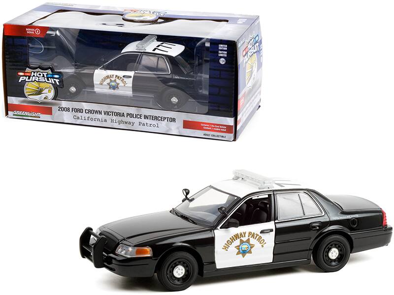 Greenlight 2008 Ford Crown Victoria Police Interceptor Black White CHP ...