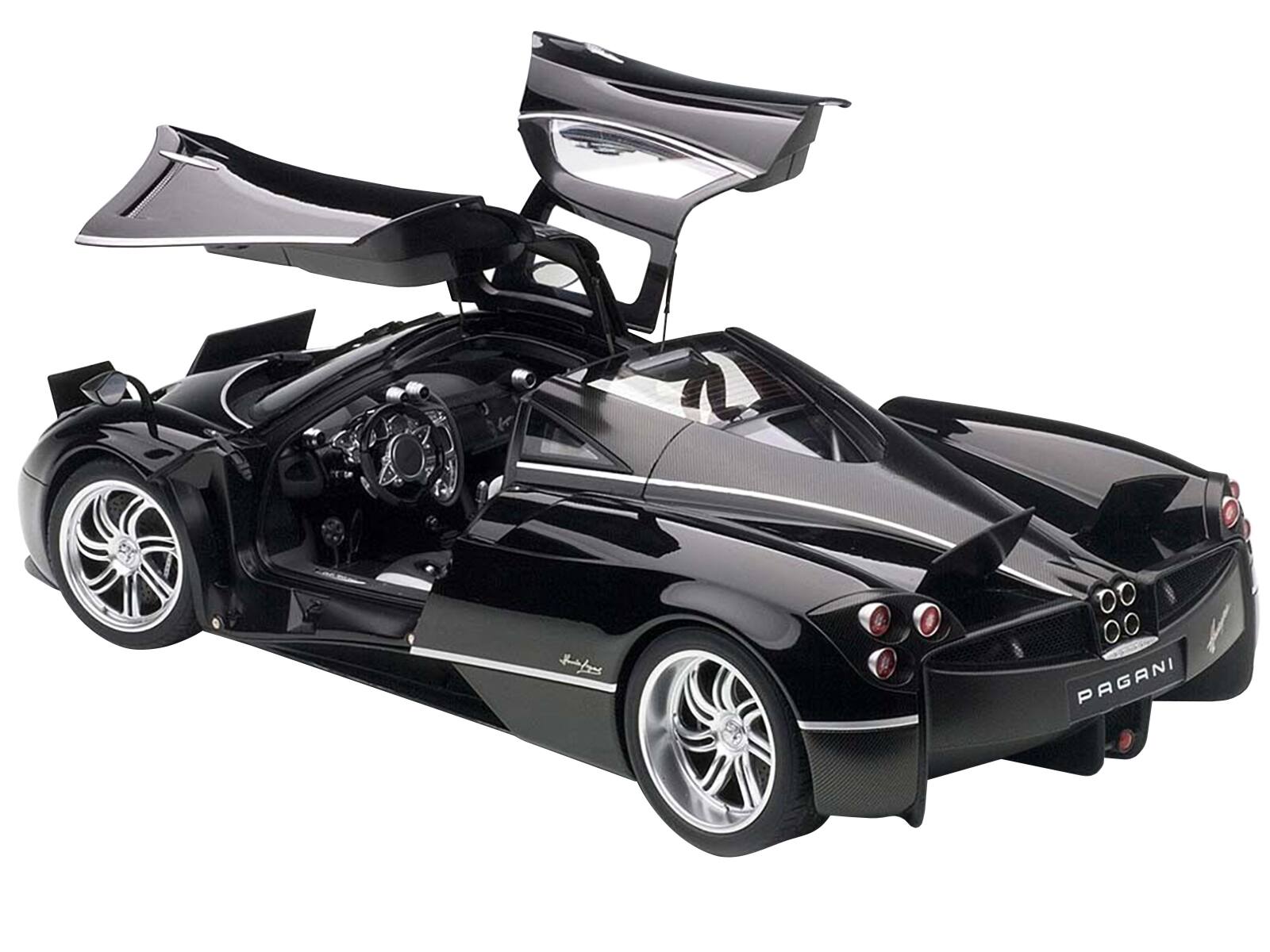 Pagani Huayra Gloss and Silver Wheels 1/12 Model Car by Autoart Black ...