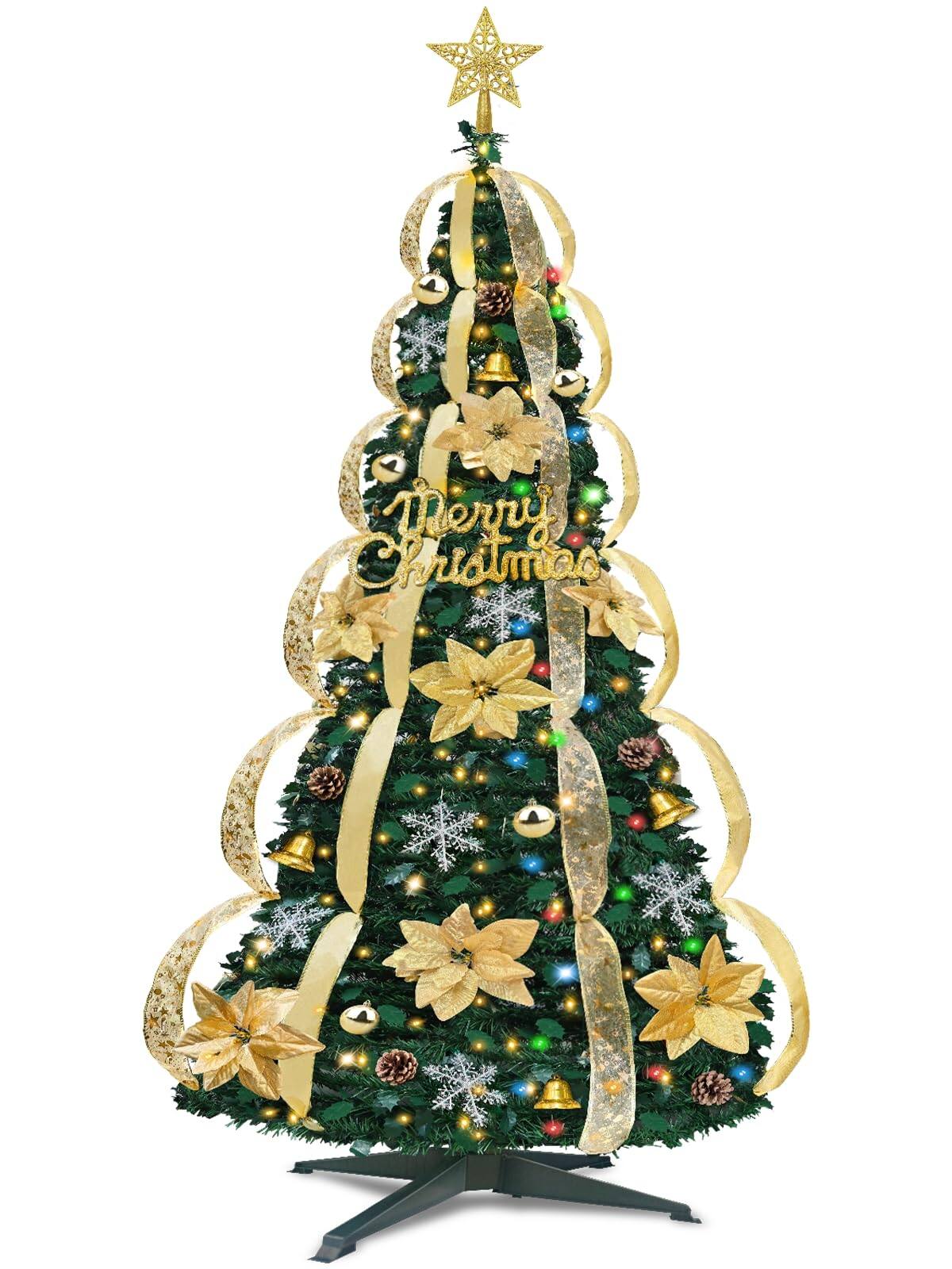 TECH SAFARI Pop Up Full Christmas Tree Prelit Dual Color Change And Pre ...