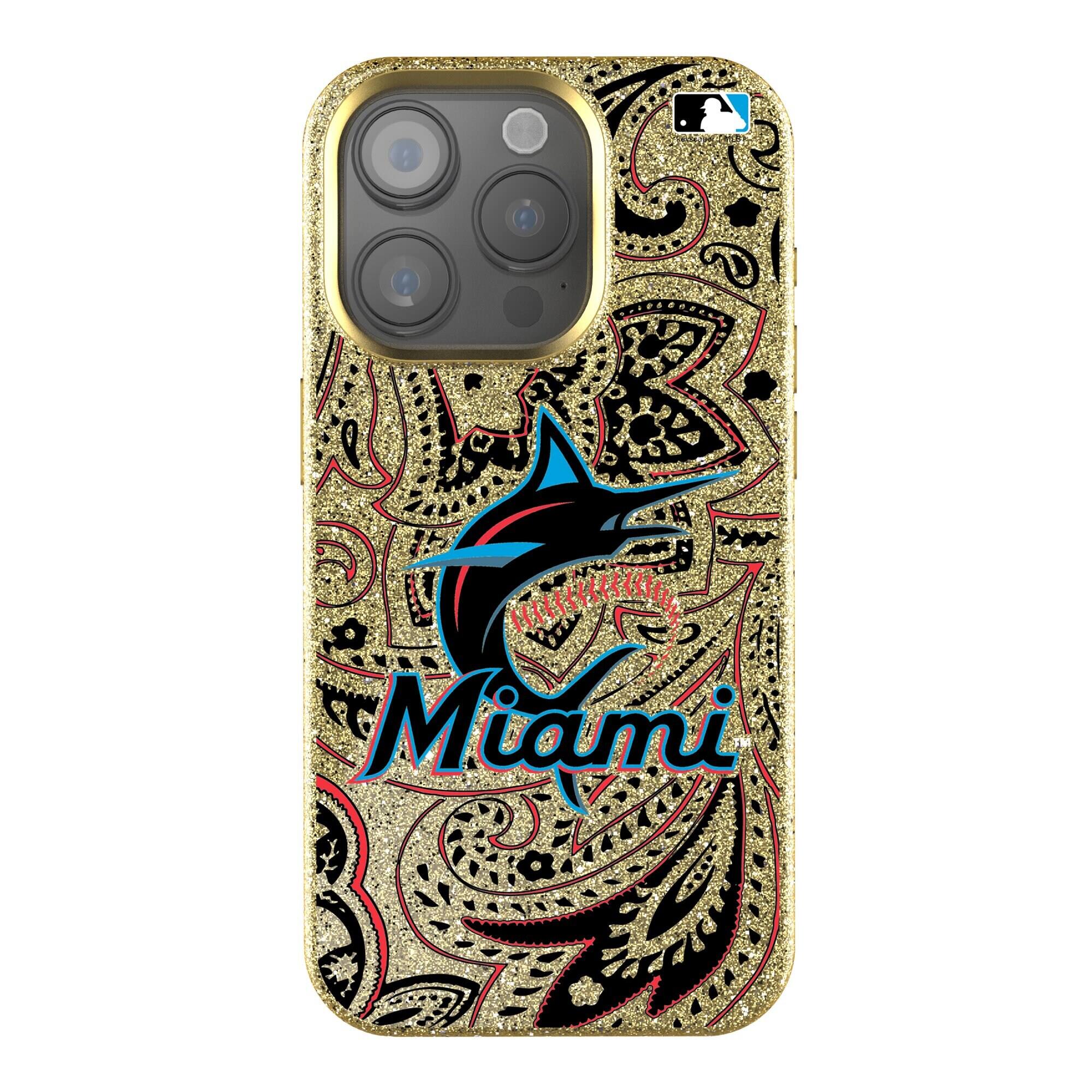 Keyscaper MLB Miami Marlins Paisley Bling iPhone Case 14 Plus Gold ...