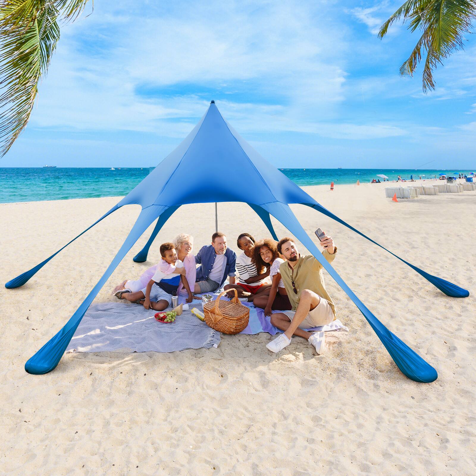 SlickBlue Sun Protection Beach Tent with UPF50+ and Shovel – Portable ...