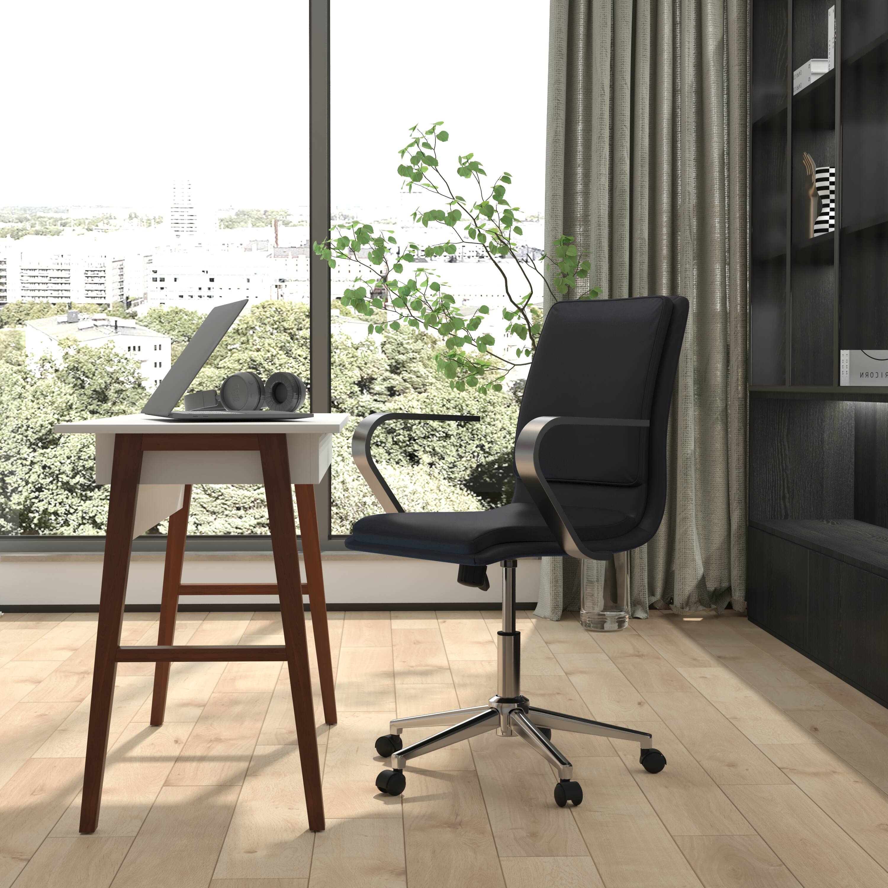 Emma + Oliver Ziva Modern Upholstered Mid Back Home Office Chair with ...