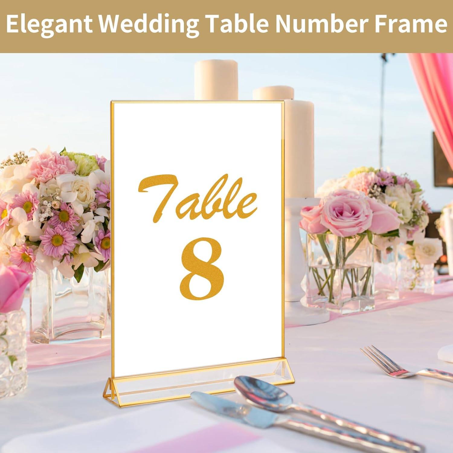 HongFei Acrylic Sign Holder 4X6 inch, 6 Pack Wedding Table Number ...