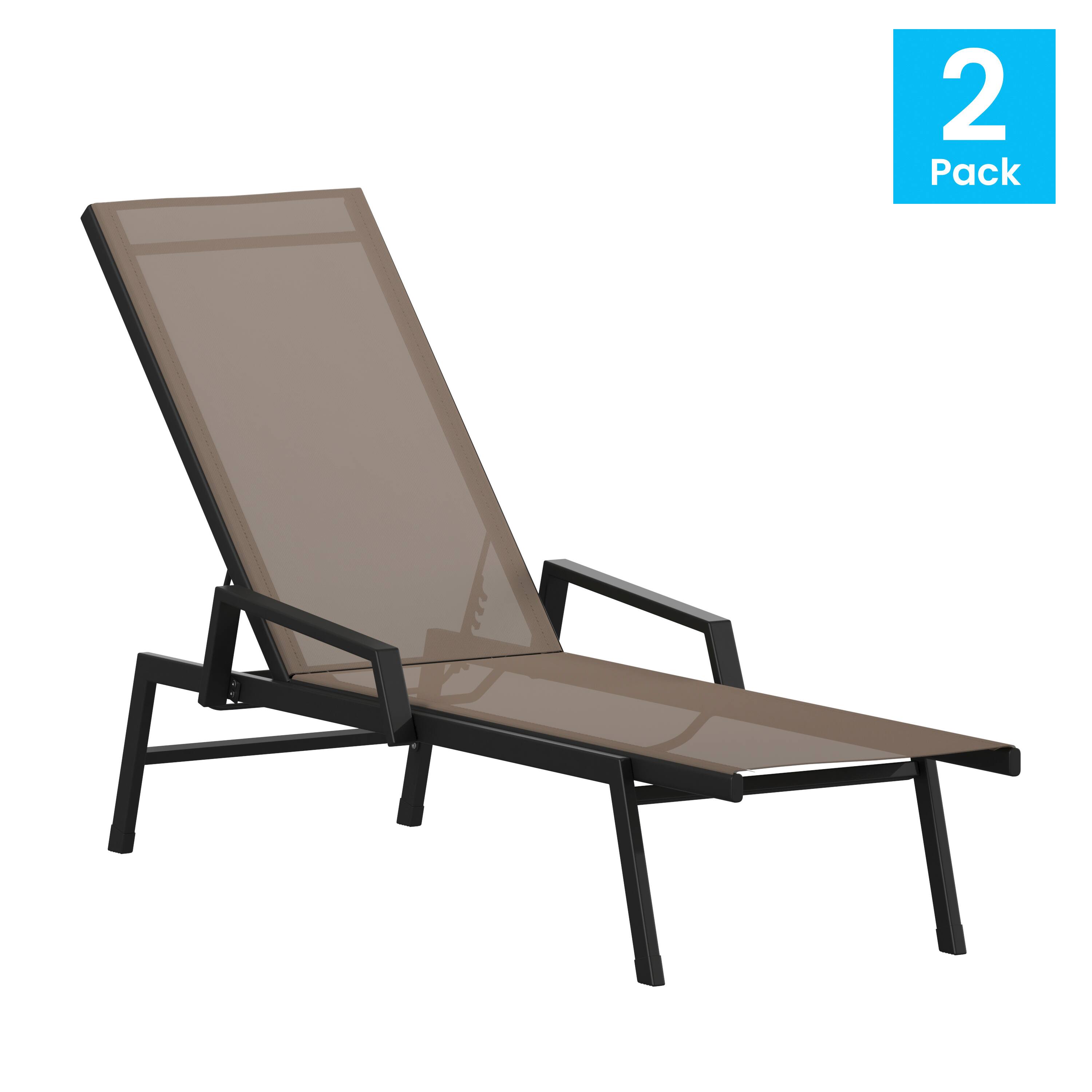 Emma + Oliver Braelin Set of 2 Textilene Adjustable 5 Position Patio ...