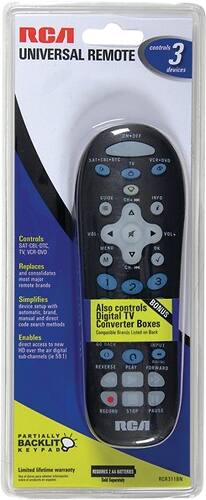 Best Buy: RCA 3-Device Universal Remote Black RCR311BIN