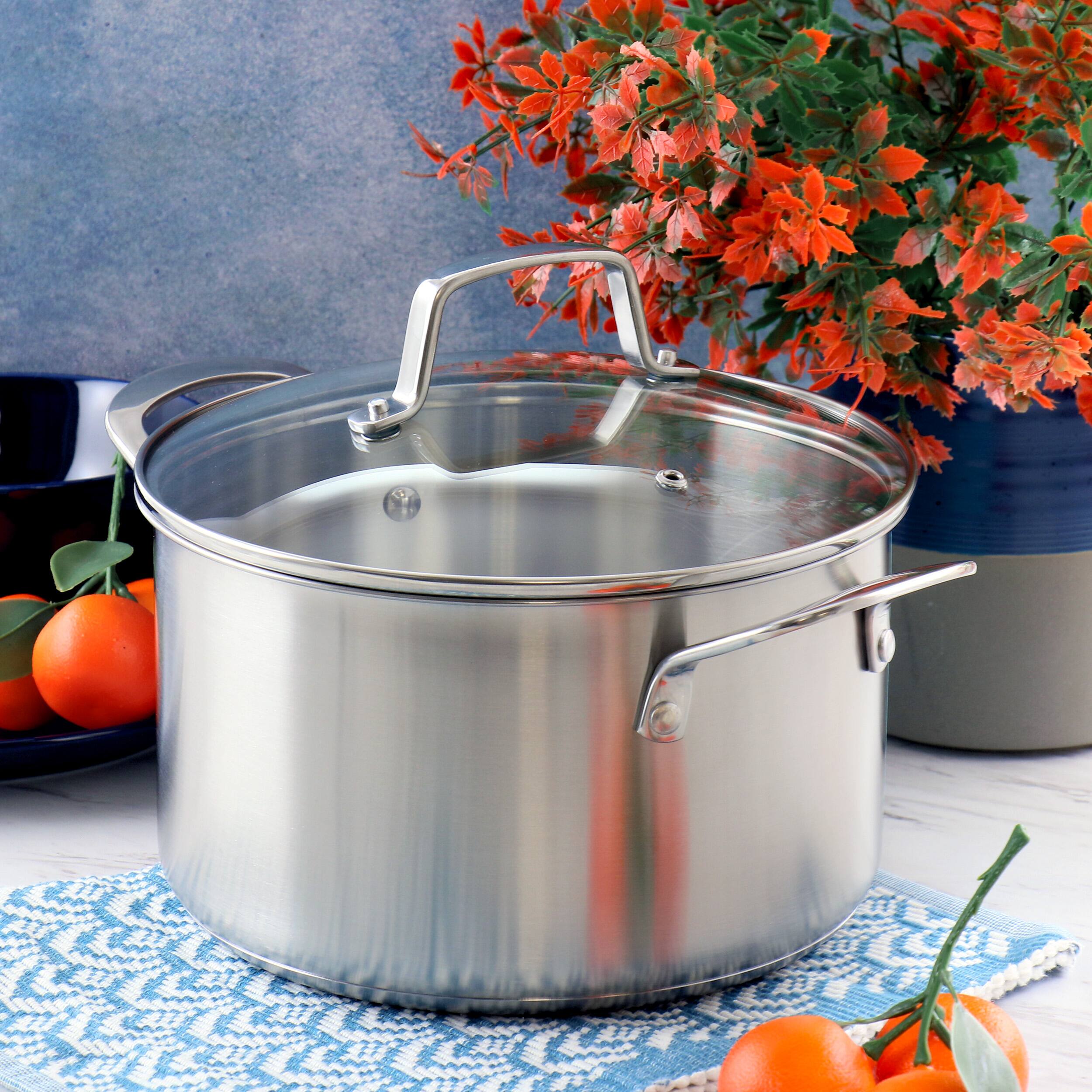 Martha Stewart Everday Midvale 5 Quart Stainless Steel Dutch Oven with ...