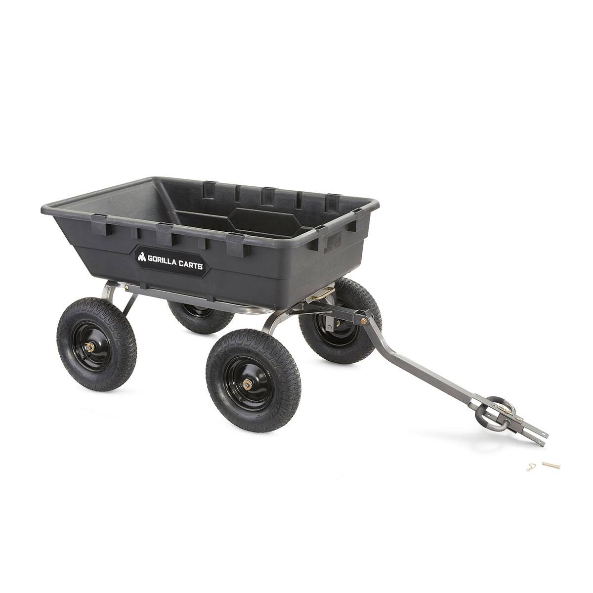 Gorilla Carts Heavy Duty Poly Yard Dump Cart Garden Wagon with 16 Inch Tires Black GOR10-16 ...