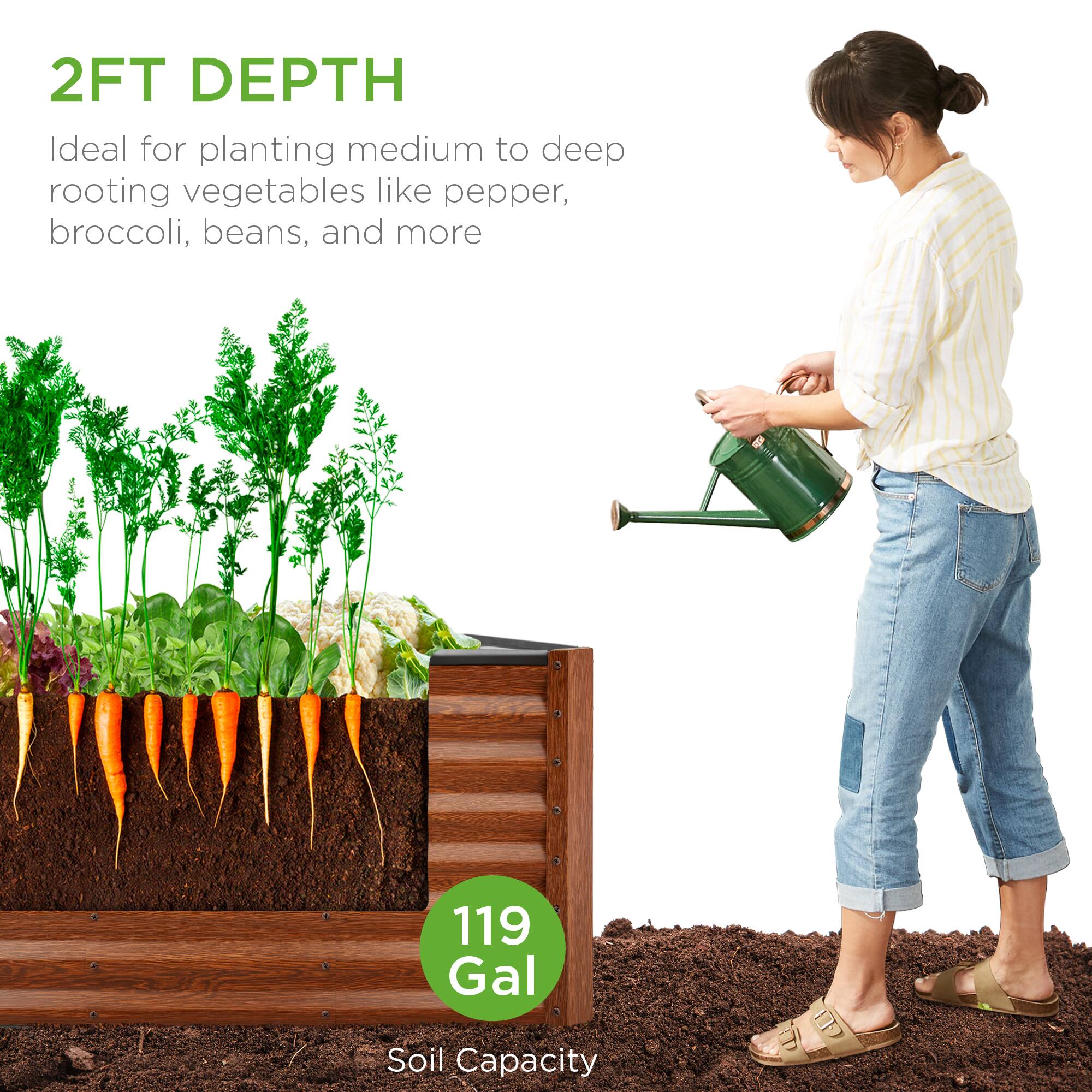 Best Choice Products 4x2x2ft Outdoor Metal Raised Garden Bed, Planter ...