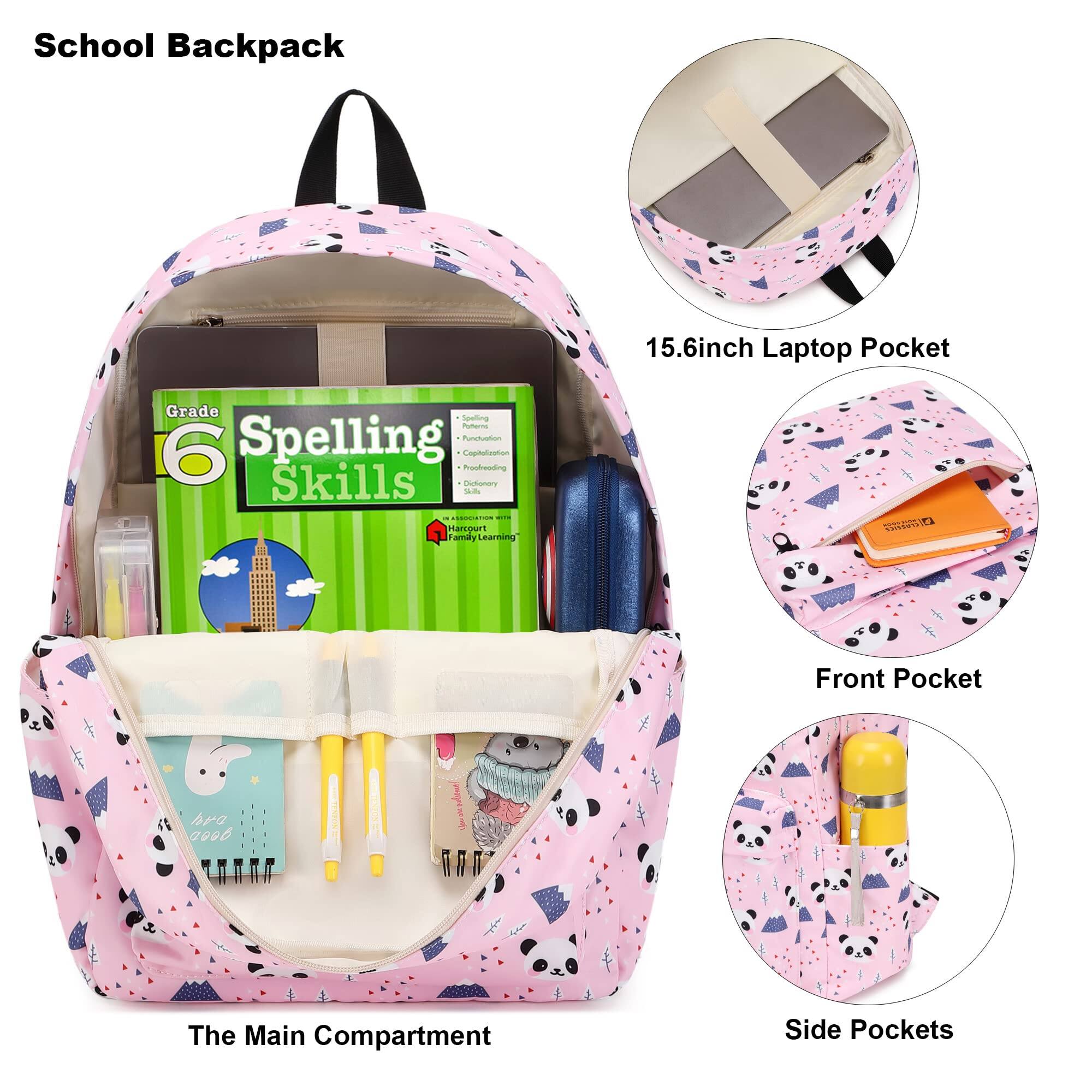 Live At Space Panda School Backpack For Teen 3 in 1 Bookbag Set Bags ...