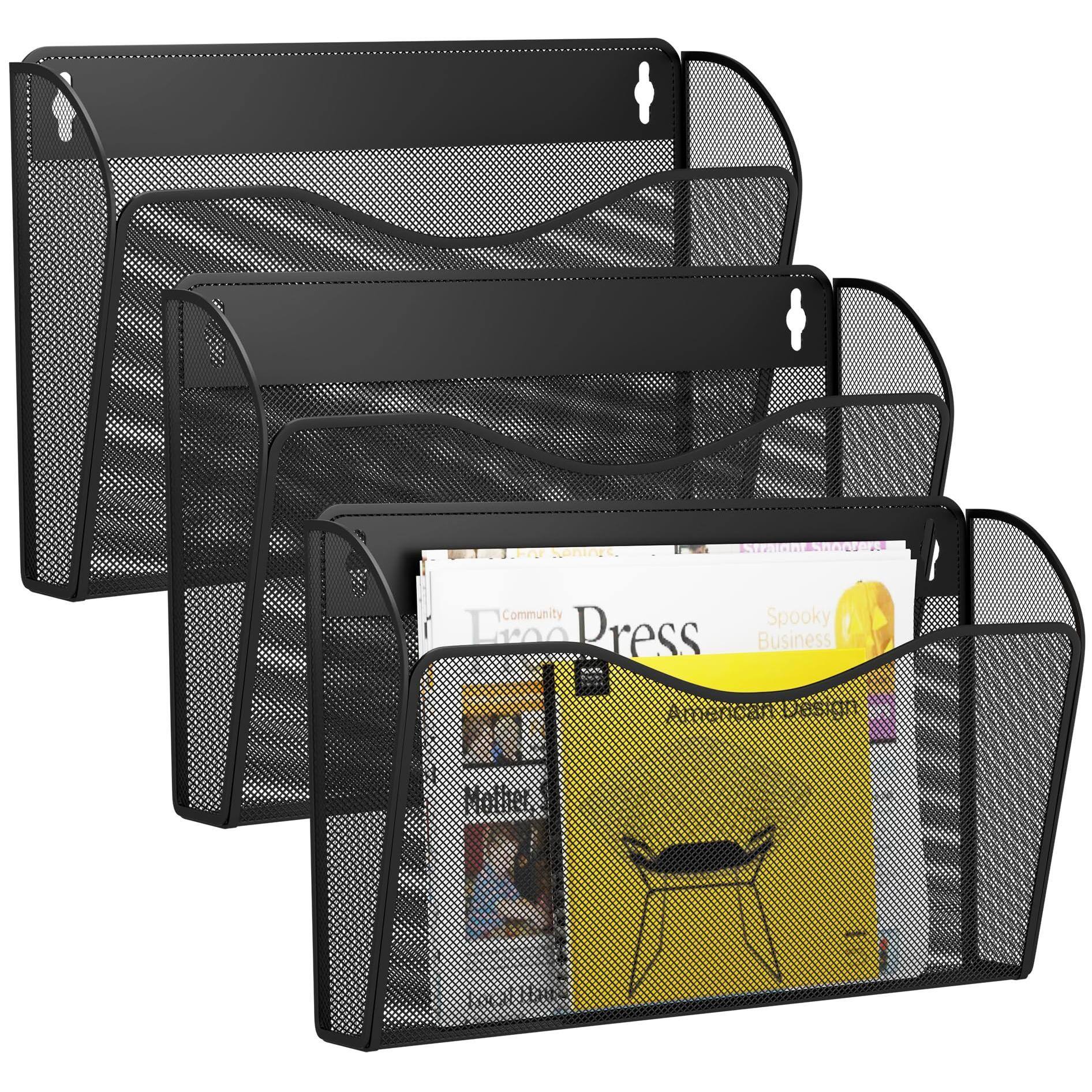Dapper Styles 3 Single Pocket Wall File Holder Mesh Hanging Folder ...