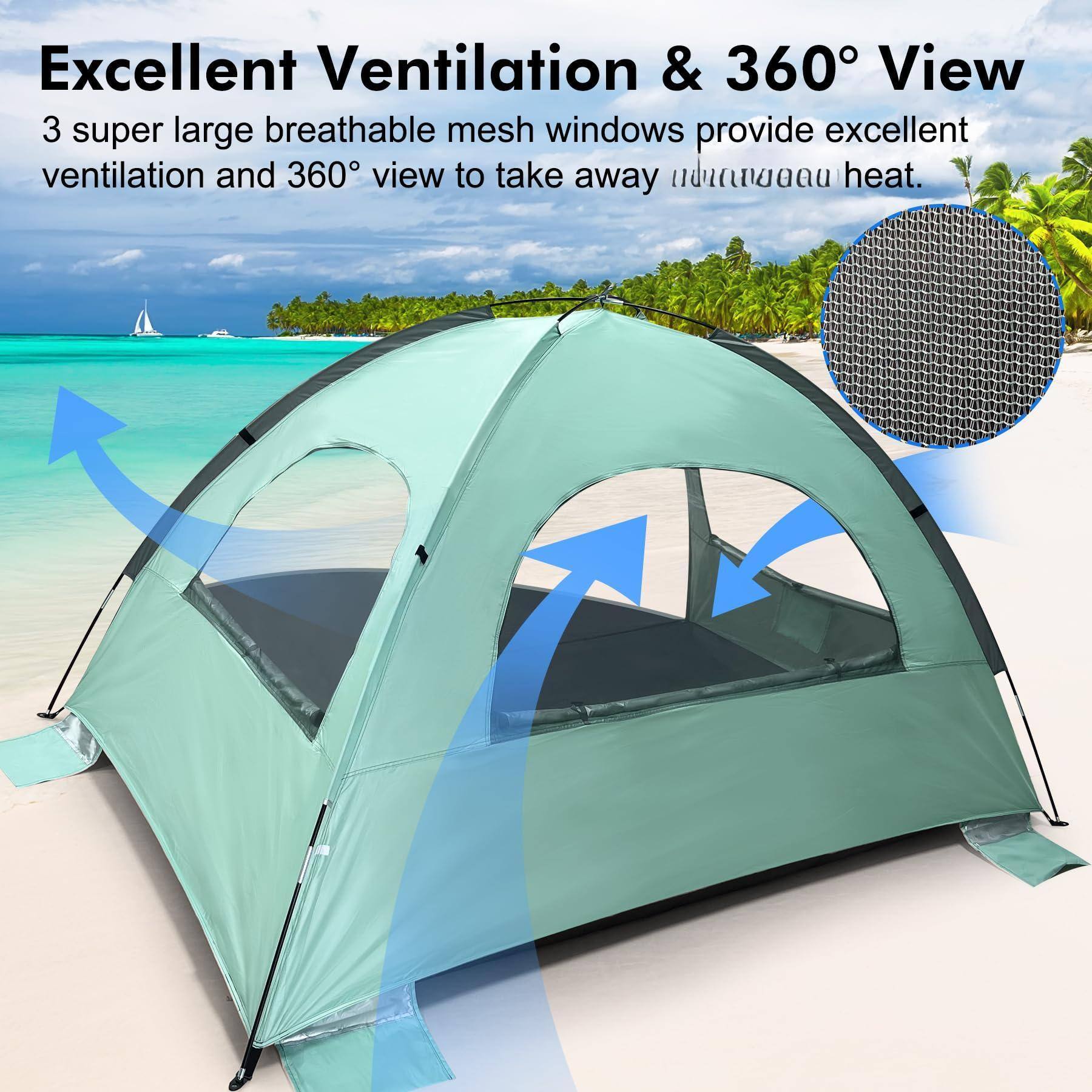 Paradigms Interiors Beach Tent Anti uv Portable Sun Shade Shelter For Extendable Floor With Mesh ...