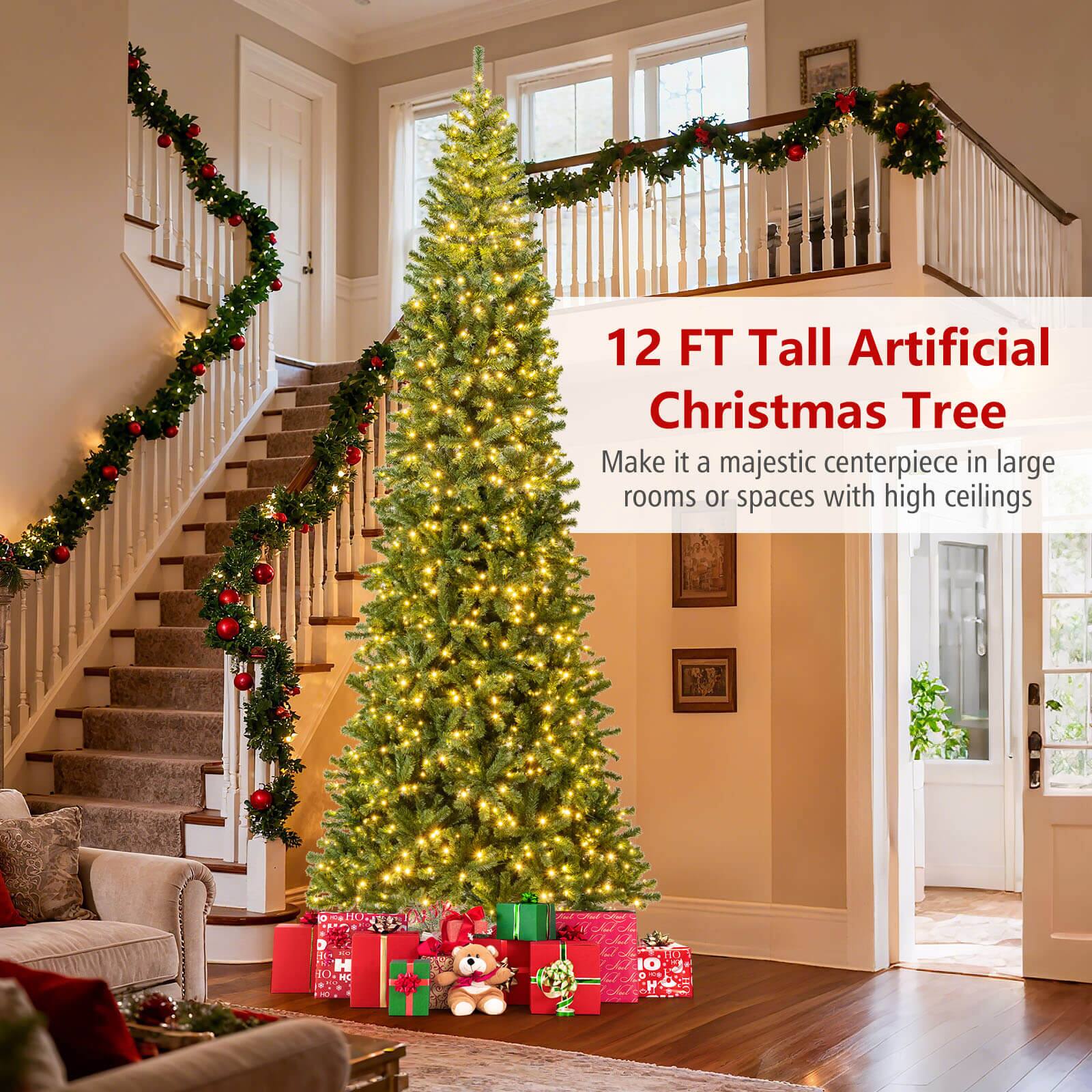Costway 12 FT Artificial Christmas Tree & Quick Power Connector 2536 ...