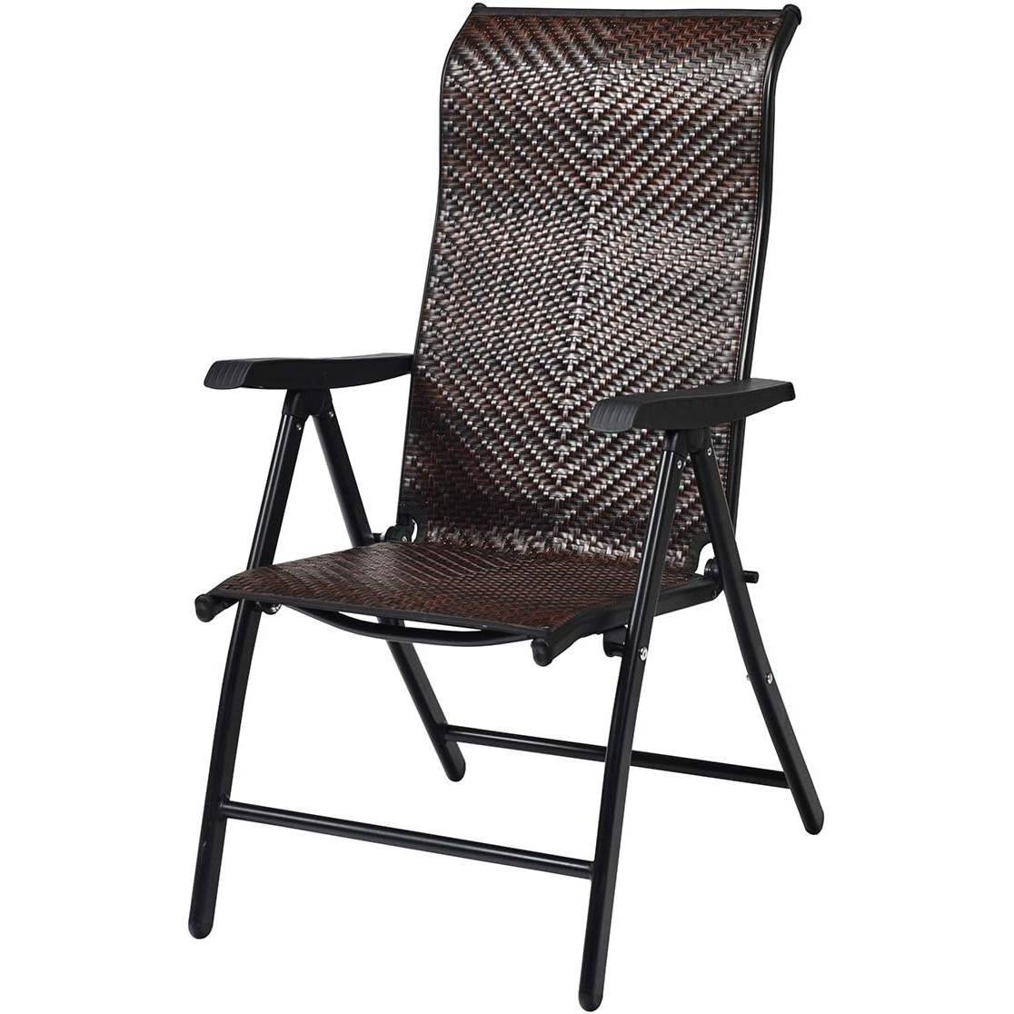 SlickBlue Outdoor/Indoor Folding Patio Chair – High Back Rattan Seat ...