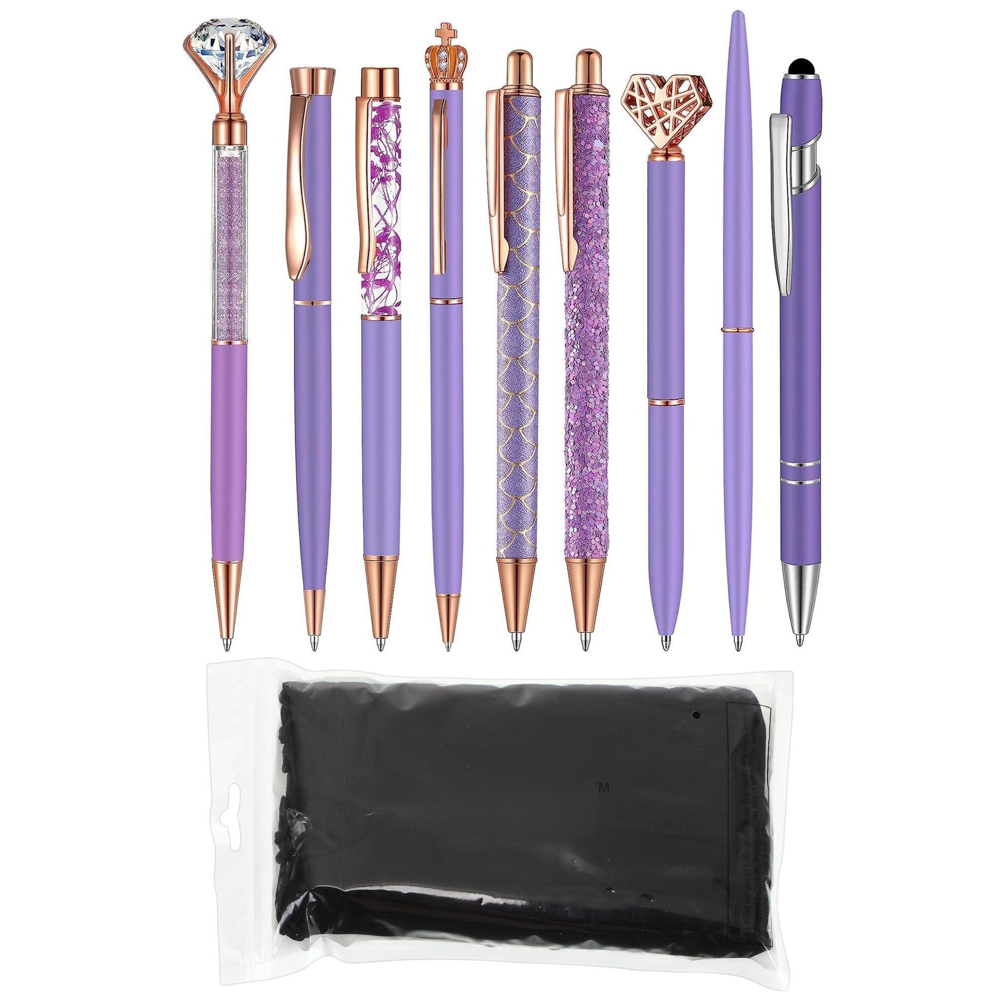 Paradigms Interiors 9 Ballpoint Pens Set Metal Crystal Glitter For ...