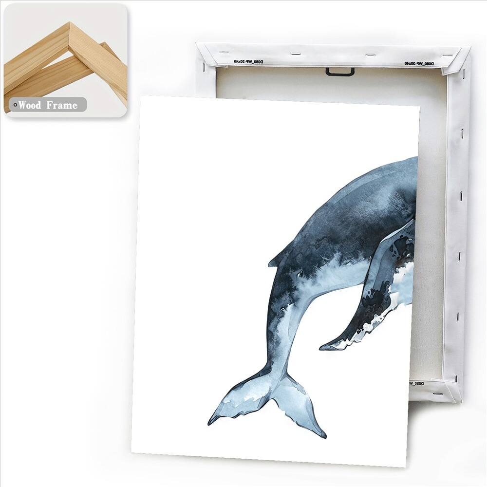 blue 3 Piece Set, Humpback Whale Canvas Wall Art, 3D Wooden Frame ...