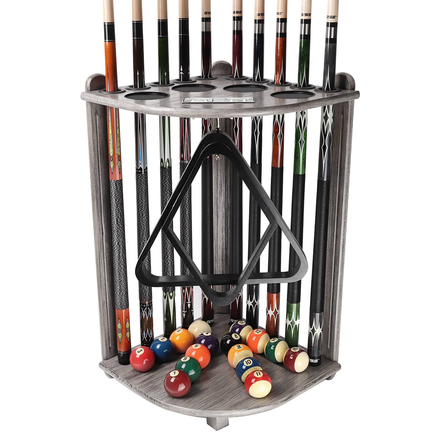 GSE Games & Sports Expert Wood 10 Corner Style Pool Cue Rack with Score ...