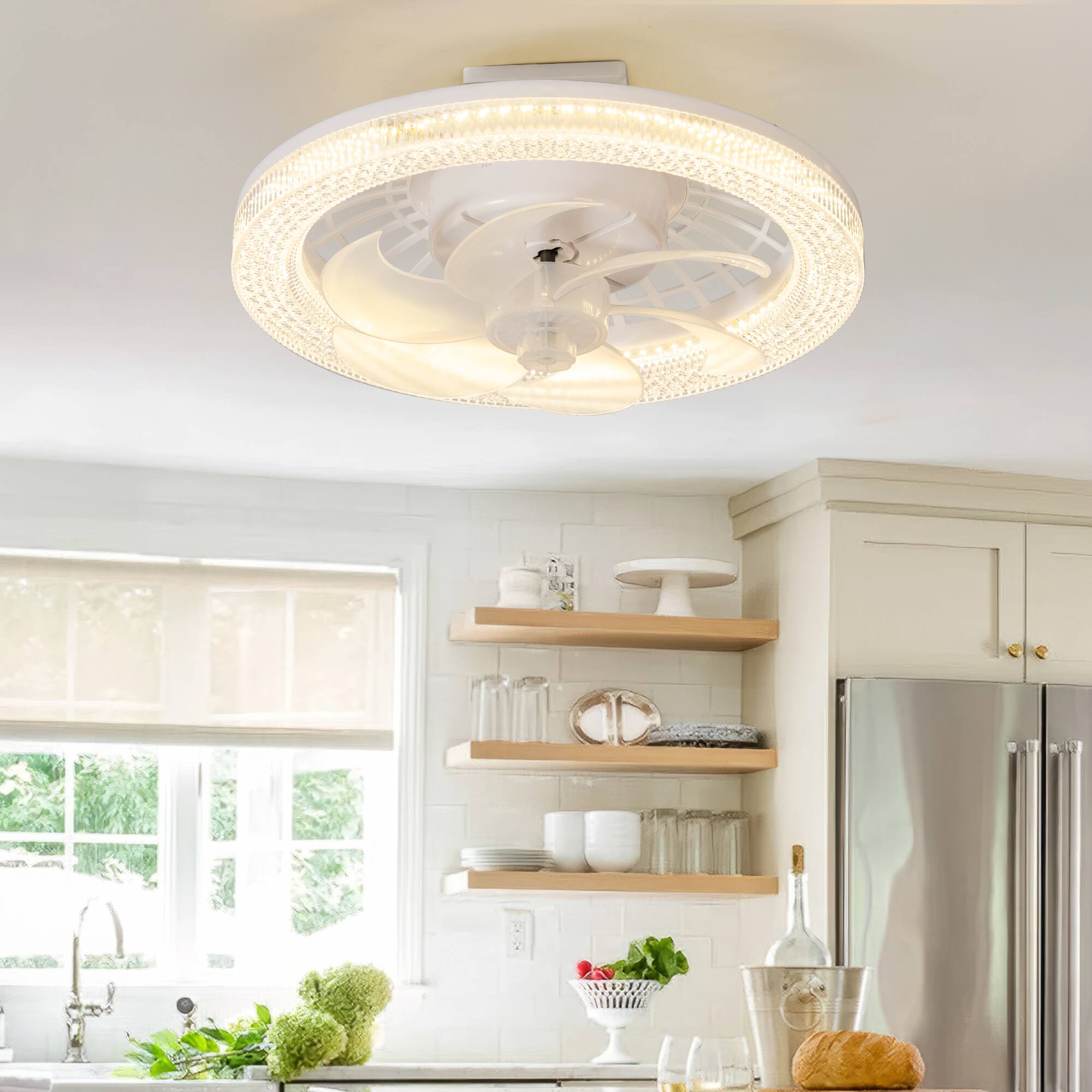 Breezary 13 Inch Multi Directional Ceiling Fan, 3 Color Light, 7 ABS ...