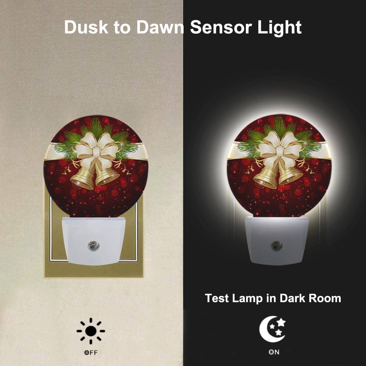 ACJPR Winter Bell Night Light, Plug In, Beige Bow, LED, Holiday Decor ...