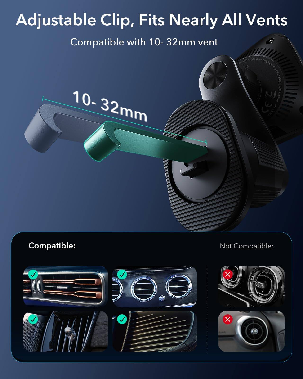 Empire DigiLabs Omnilock Qi2 2 Certified 25w Magsafe Car Mount With Cryoboost Phone Rotatable ...