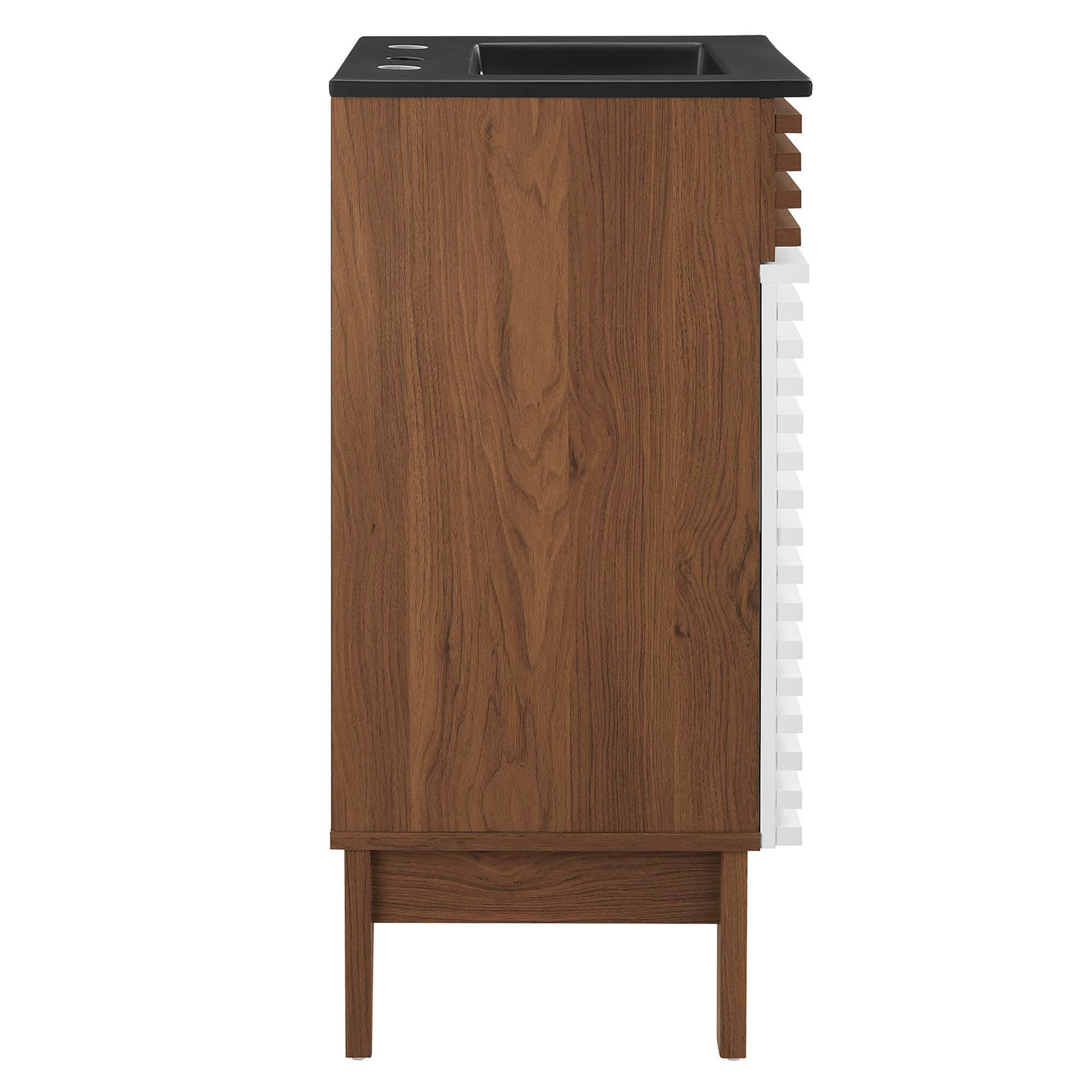 Modway Render Bathroom Vanity with Black Basin Included White Walnut ...