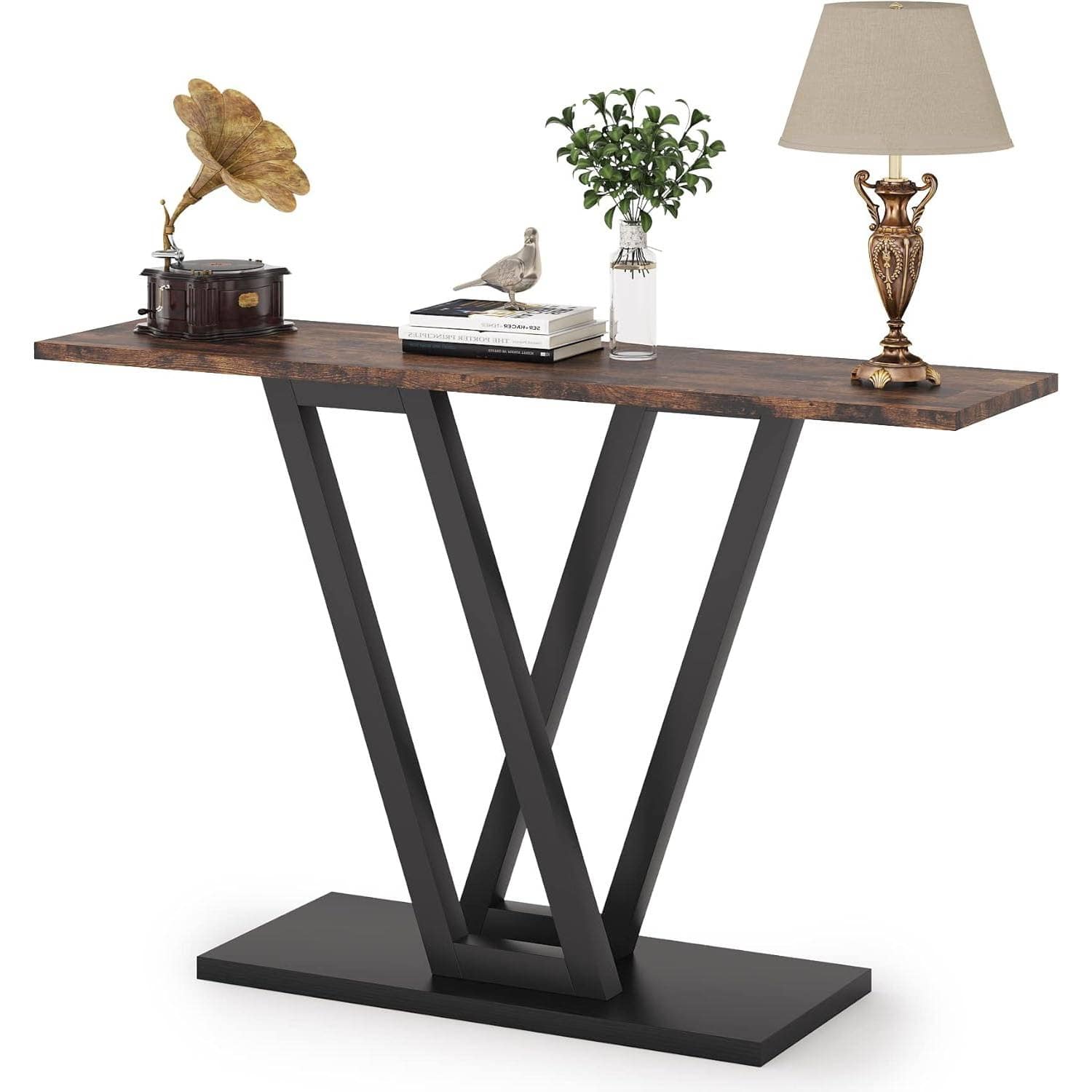 A&D SlickBlue - Narrow Entryway Console Table with Wood Surface and ...