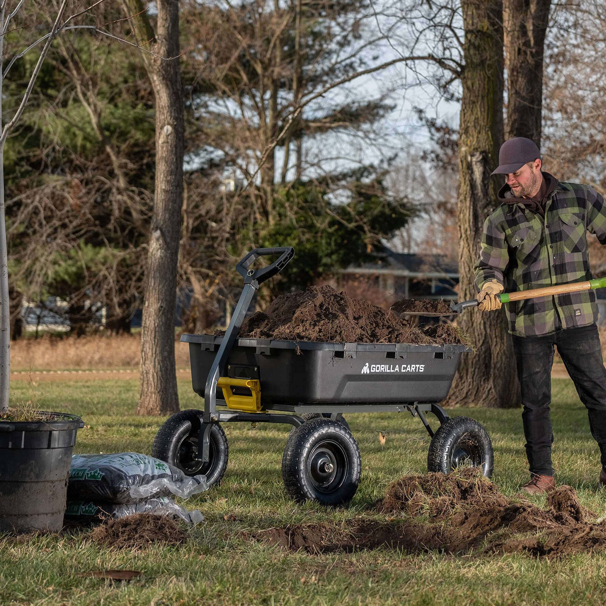Gorilla Carts Heavy Duty 12 Cubic Foot Poly Yard Dump Garden Utility Cart Black GCG-12 - Best Buy