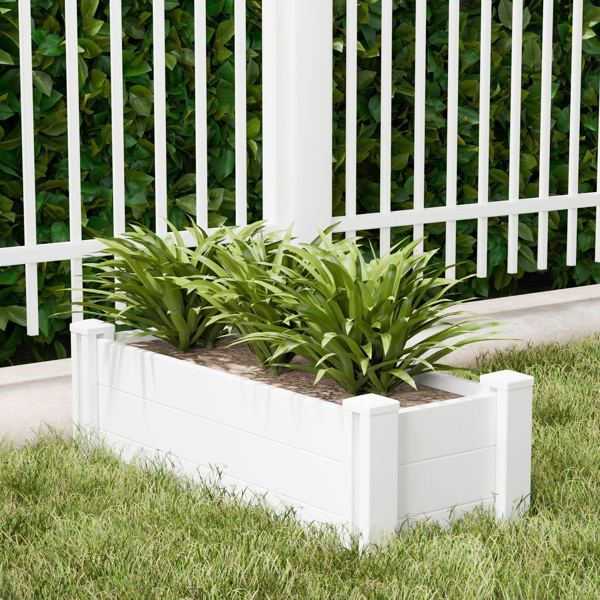 Lirago PVC Planter Box Raised Garden Bed 13"H x 16"D x 39"W Outdoor ...
