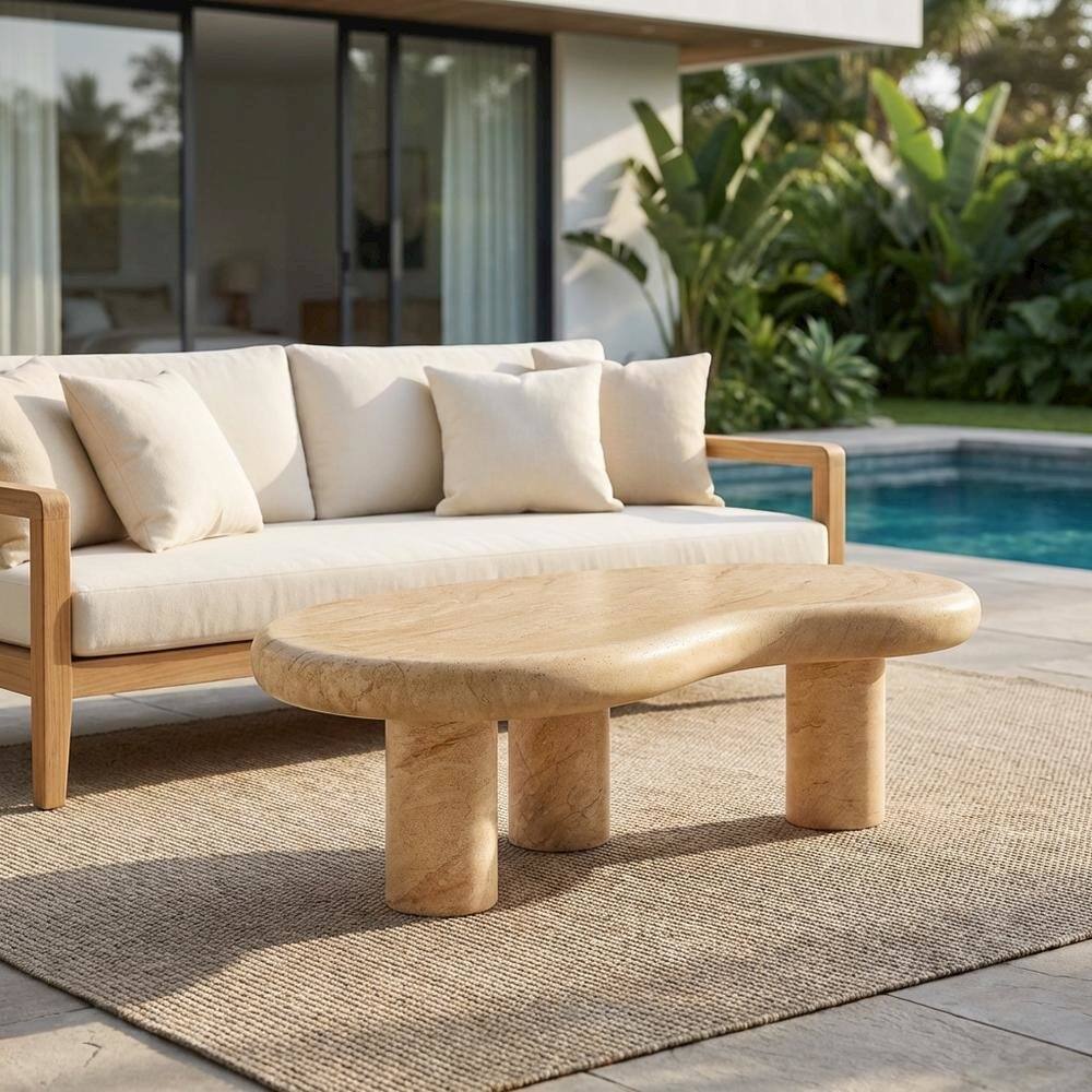 Outdoor Escape Textured Faux Indoor Outdoor Coffee Table With Durable ...