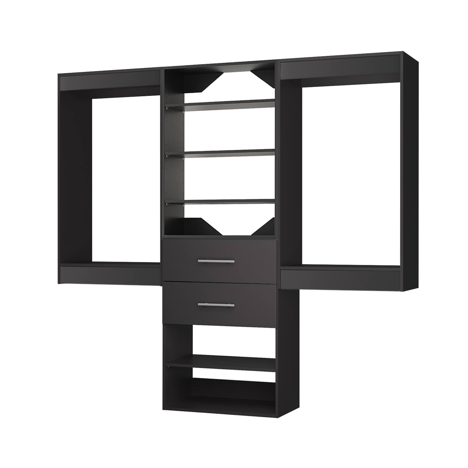 LOVMOR 90 in Black Modular Closet System Unit Customizable Wall Mounted ...