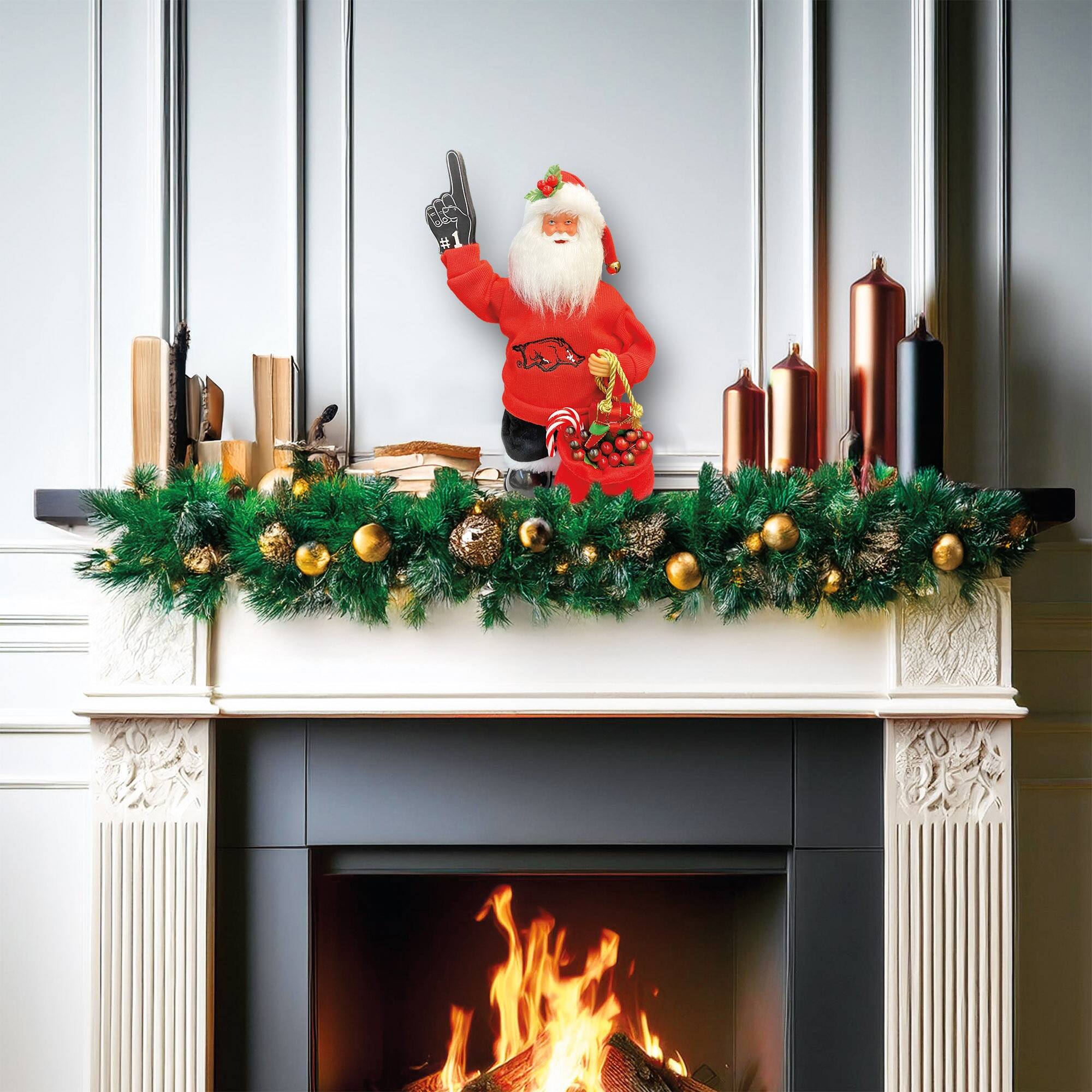 Santa's Workshop Arkansas Razorbacks 12" Animated Musical Santa Red ...