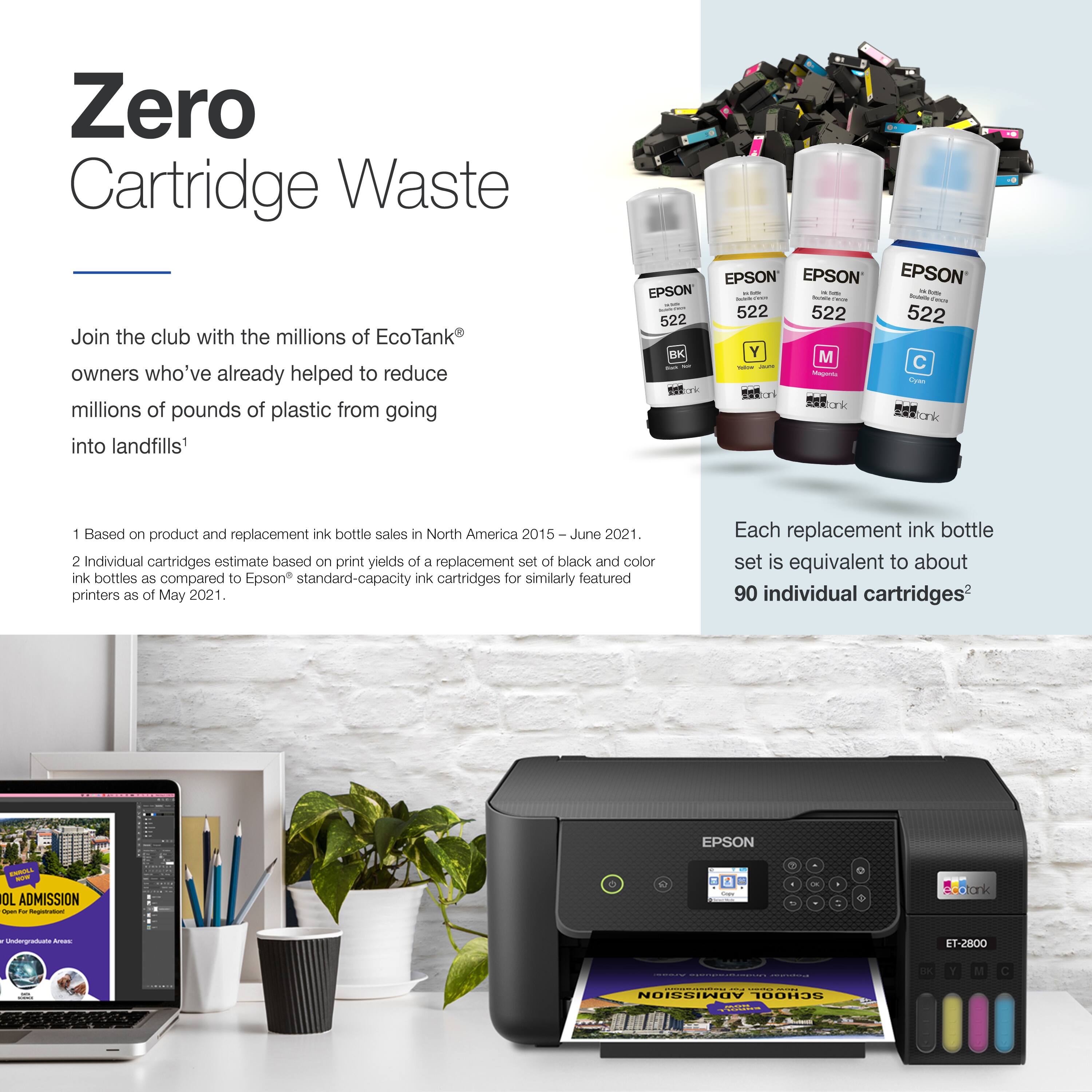 Epson EcoTank ET 2800 Wireless Color All in One Inkjet Cartridge Free ...