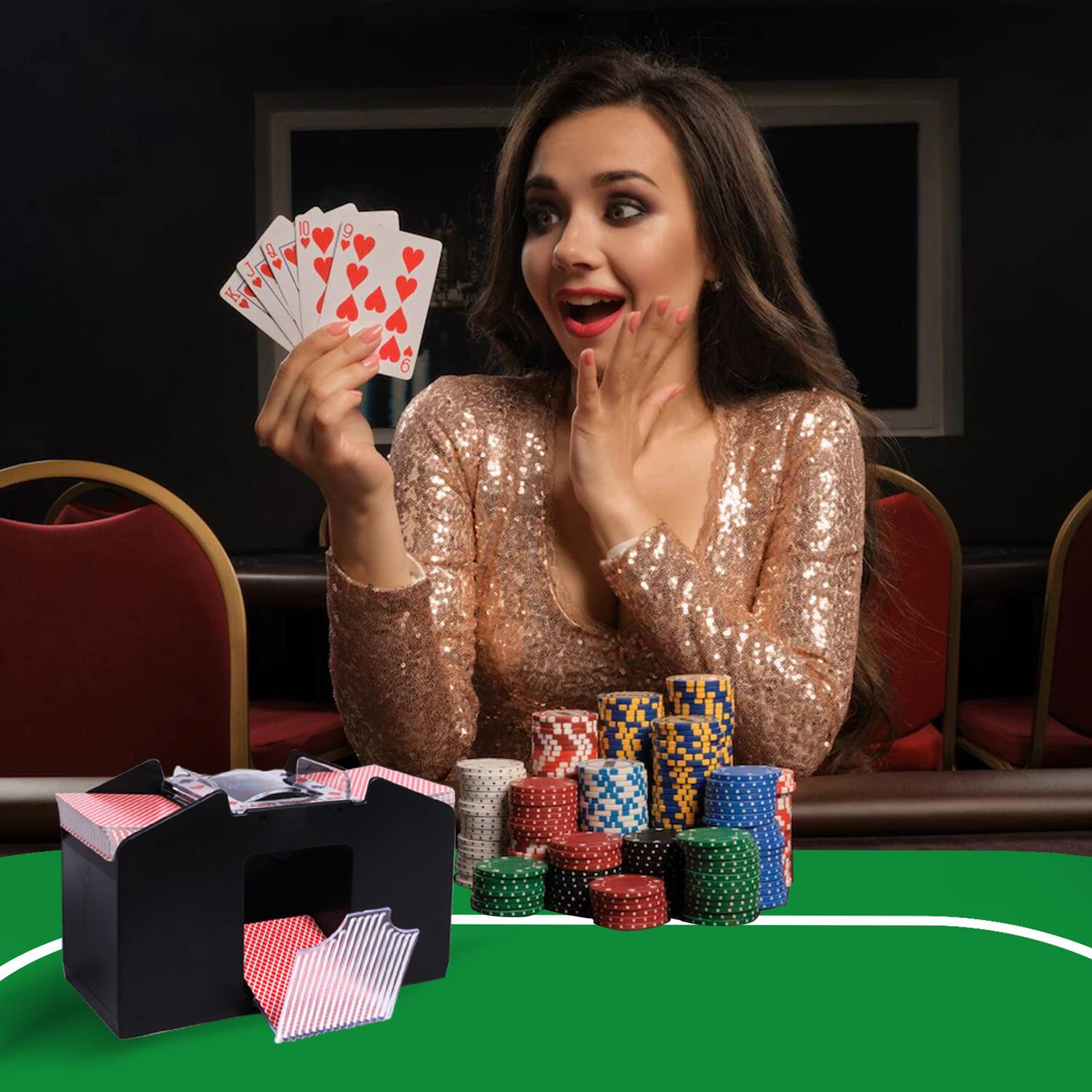 GSE Games & Sports Expert 70" x 35" Casino Card Game Tabletop Layout ...