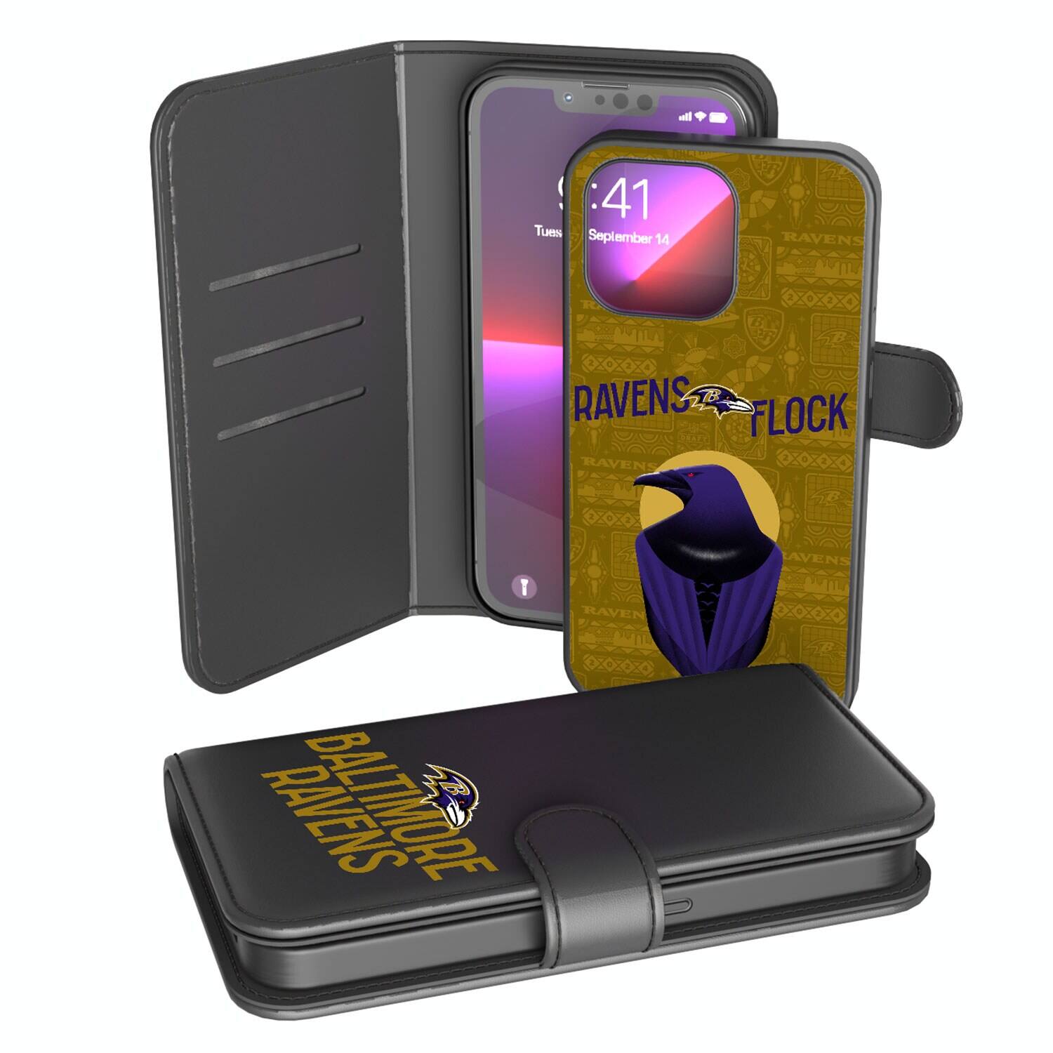 Keyscaper NFL Baltimore Ravens iPhone Wallet Case 14 Pro Max Black ...